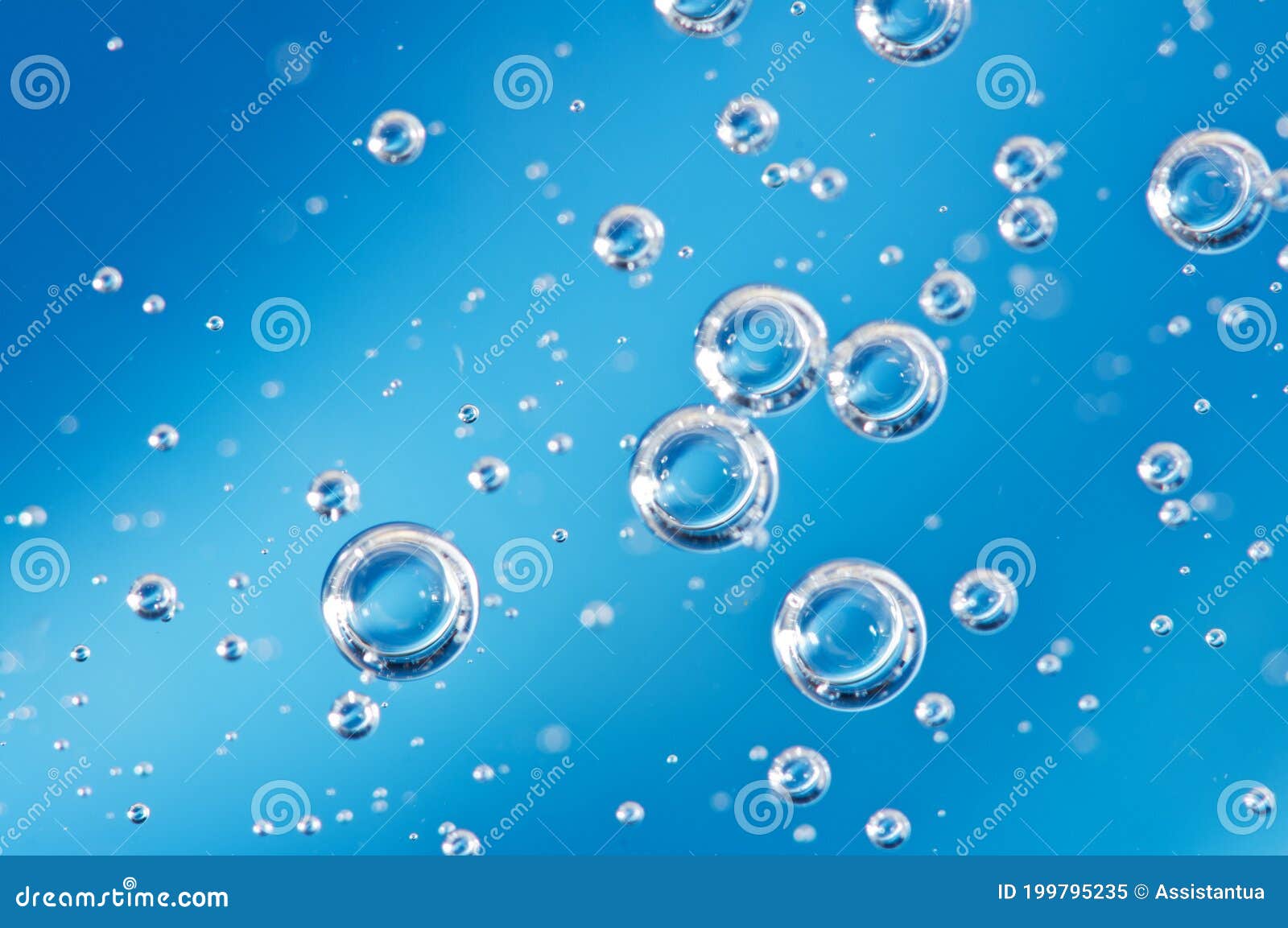 Oxygen in Liquid. Bubbles . Background Blue Stock Image - Image of ...