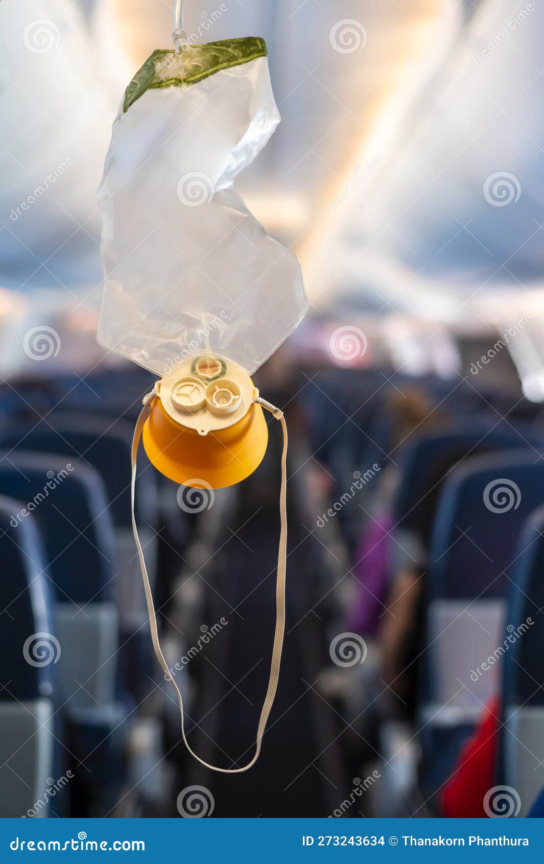 Oxygen Mask Drop from the Ceiling Compartment on Airplane Stock Photo ...