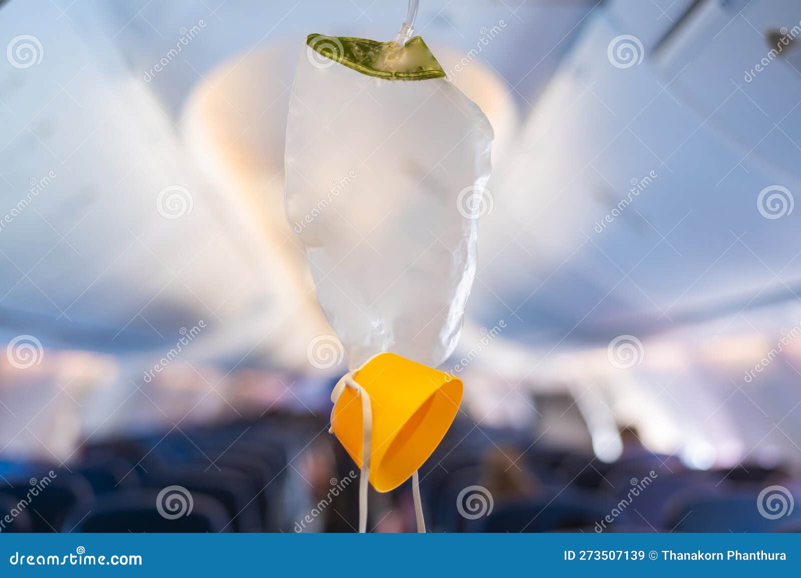 Oxygen Mask Drop from the Ceiling Compartment on Airplane Stock Image ...
