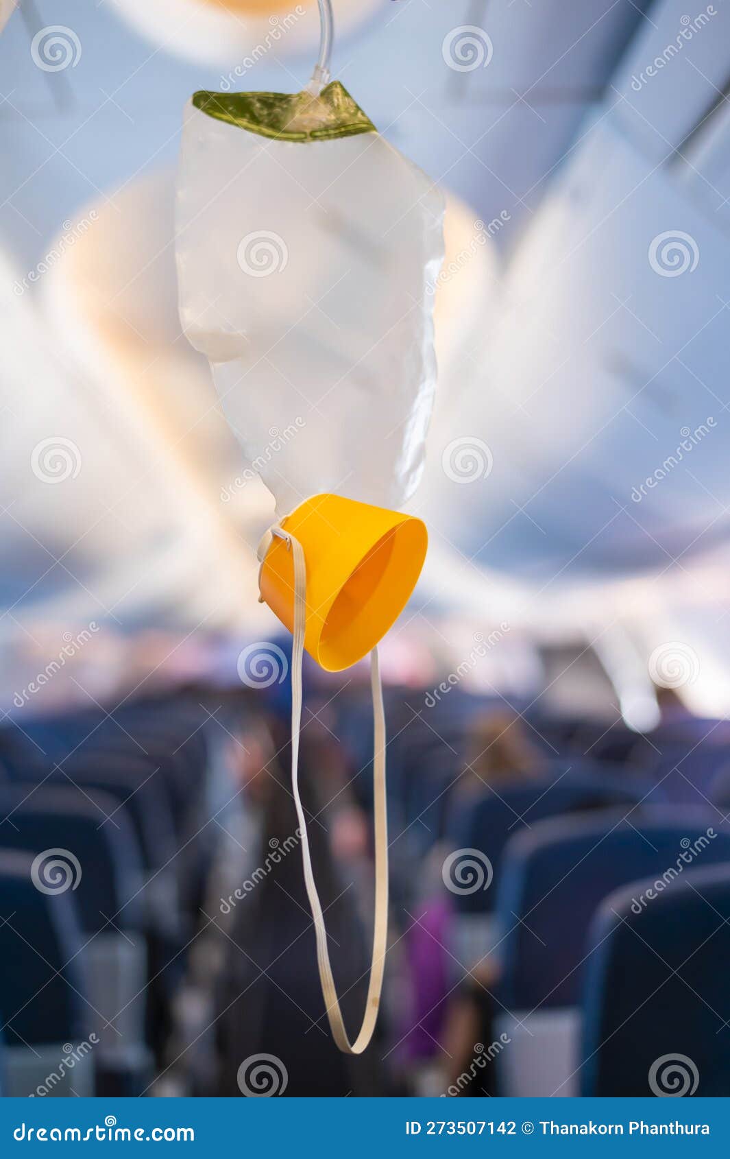 Oxygen Mask Drop from the Ceiling Compartment on Airplane Stock Photo ...