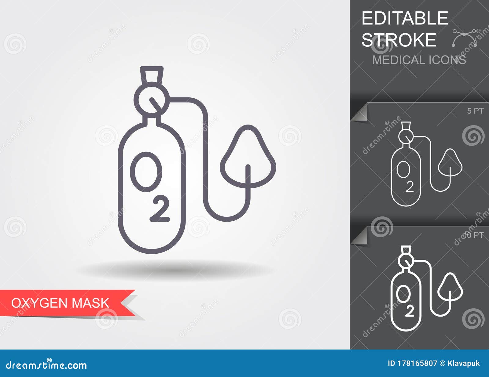 Oxygen Mask. Linear Medical Symbols With Editable Stroke Cartoon Vector ...