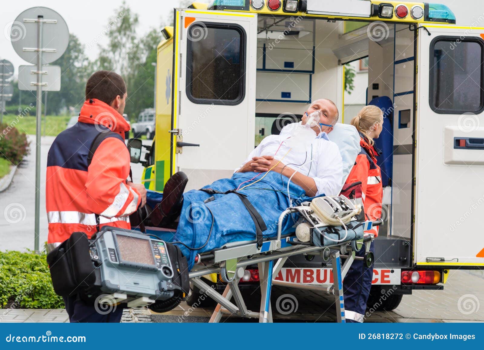 Oxygen Mask Patient Treatment Ambulance Stretcher Stock Photo - Image ...