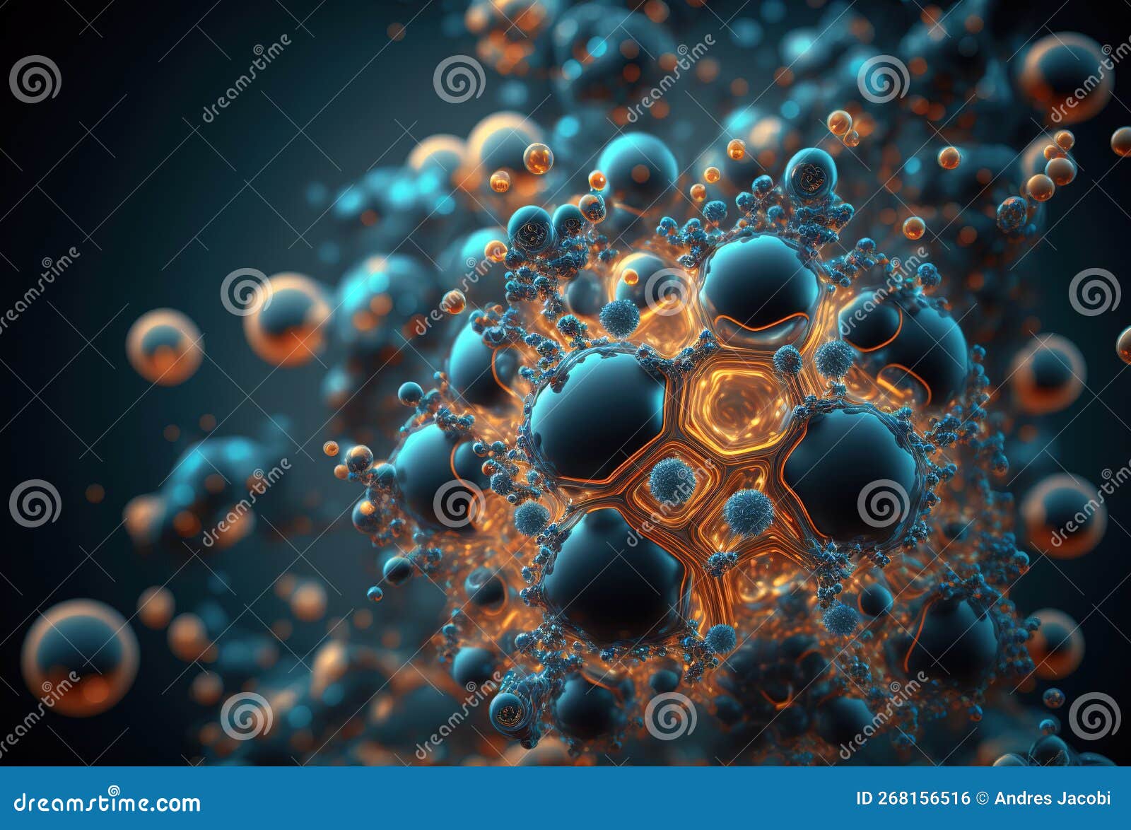 Oxygen Microscopic Molecules. Textured Background. 3D Rendering Style ...