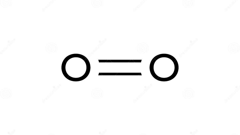 Oxygen Molecule, Structural Chemical Formula, Ball-and-stick Model ...