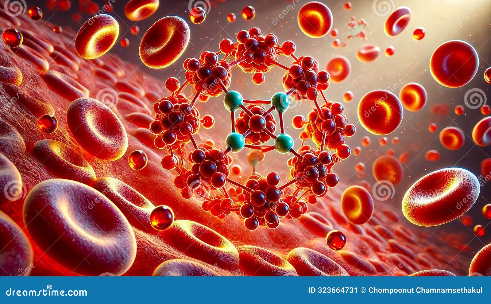 Oxygen Molecules Binding To Hemoglobin in a Red Blood Cell Stock ...