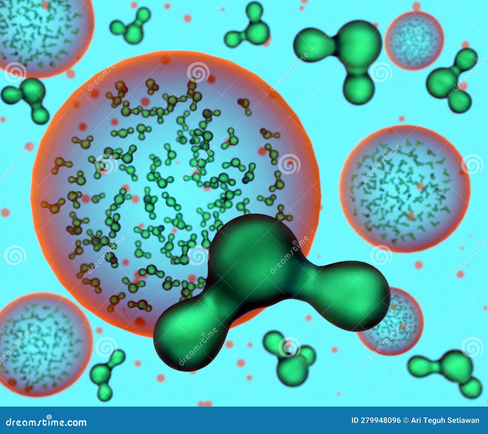 Nanobubbles with Water Molecule Scattered Stock Illustration ...