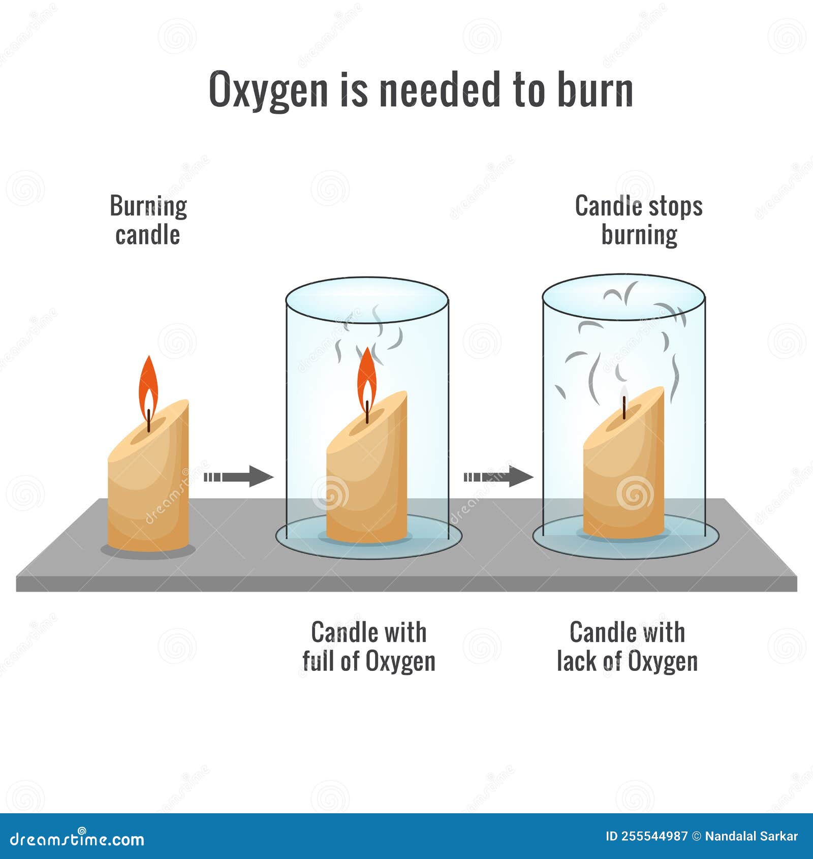 Oxygen is Needed for Burning a Candle Stock Vector - Illustration of ...