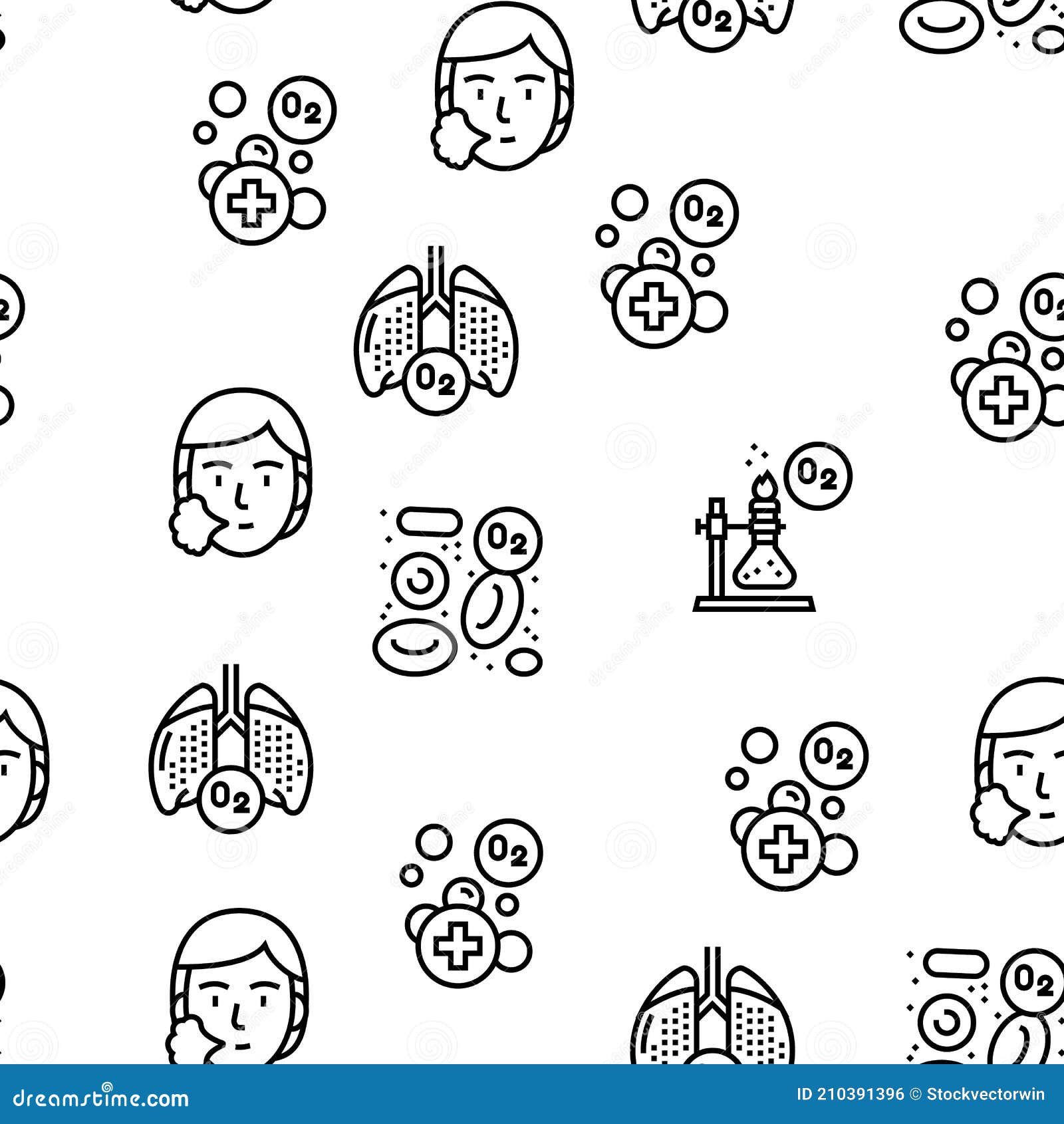 Oxygen O2 Chemical Vector Seamless Pattern Stock Vector - Illustration ...