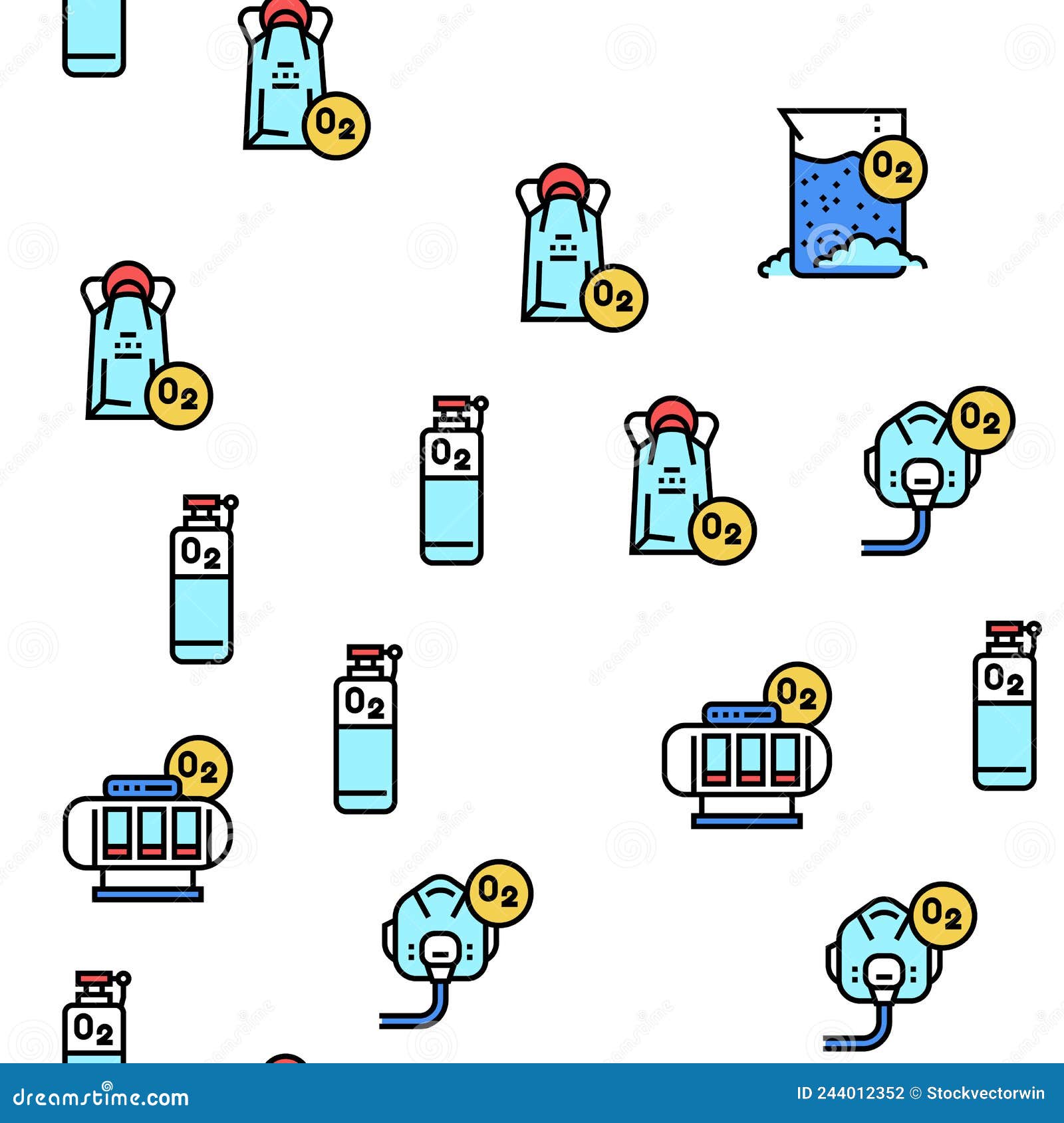 Oxygen O2 Chemical Vector Seamless Pattern Stock Illustration ...