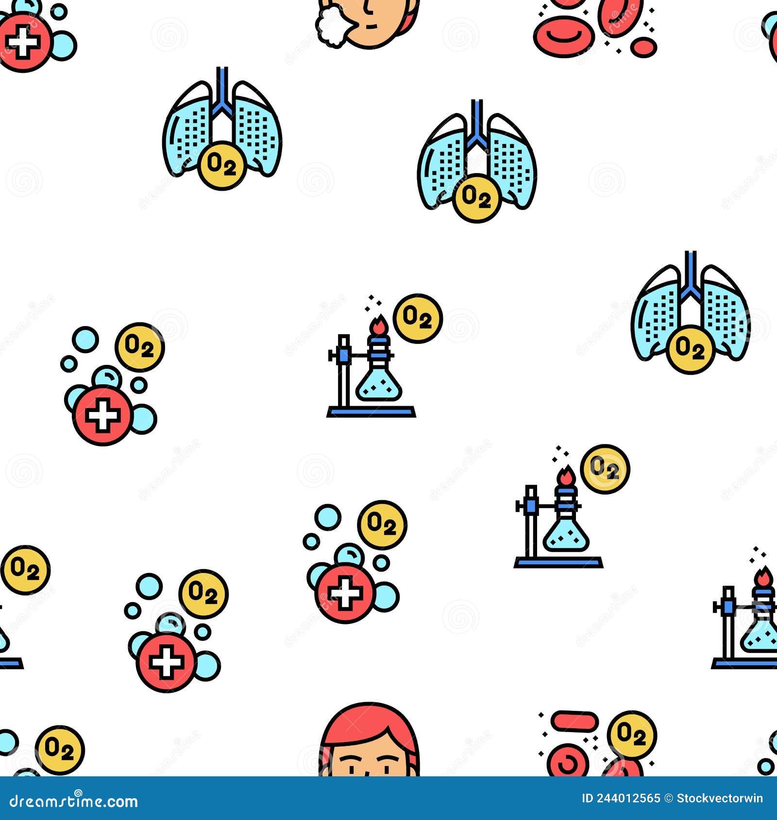 Oxygen O2 Chemical Vector Seamless Pattern Stock Illustration ...
