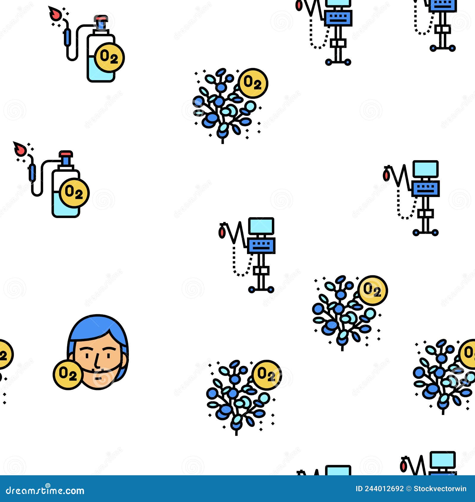 Oxygen O2 Chemical Vector Seamless Pattern Stock Vector - Illustration ...