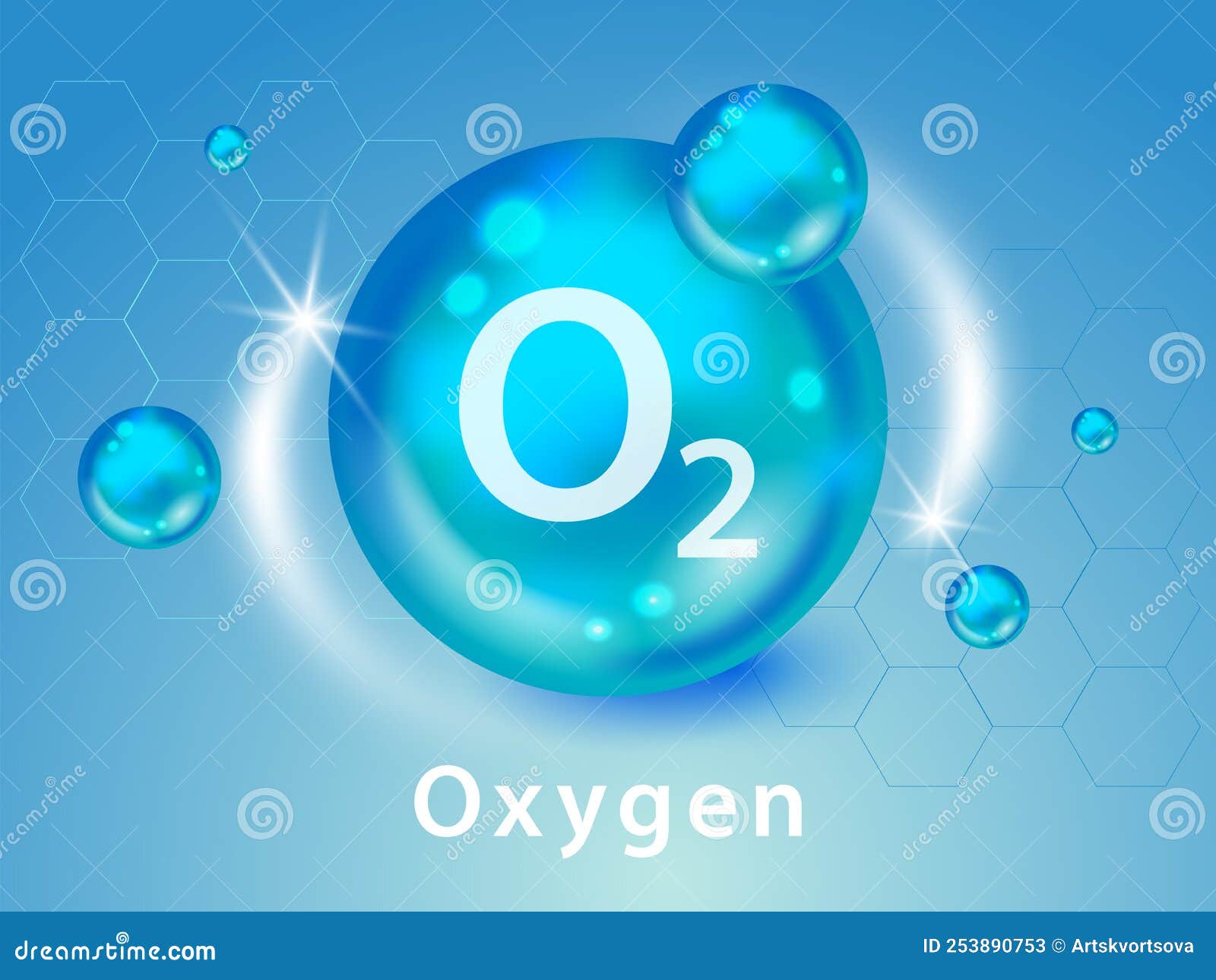 Oxygen O2 Molecule Models Blue Background Vector Illustration. Oxygen ...