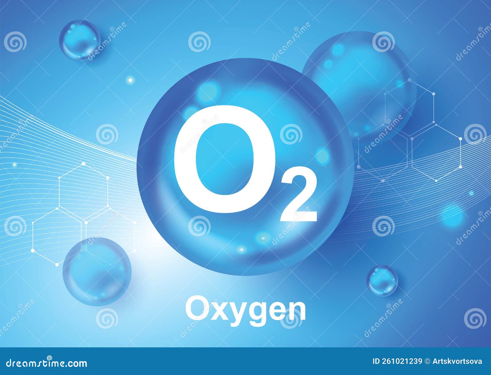 Oxygen O2 Molecule Models Blue Background Vector Illustration. Oxygen ...