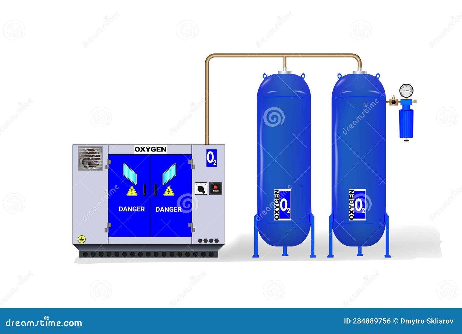 Oxygen Production Station with Receivers. Stock Vector - Illustration ...
