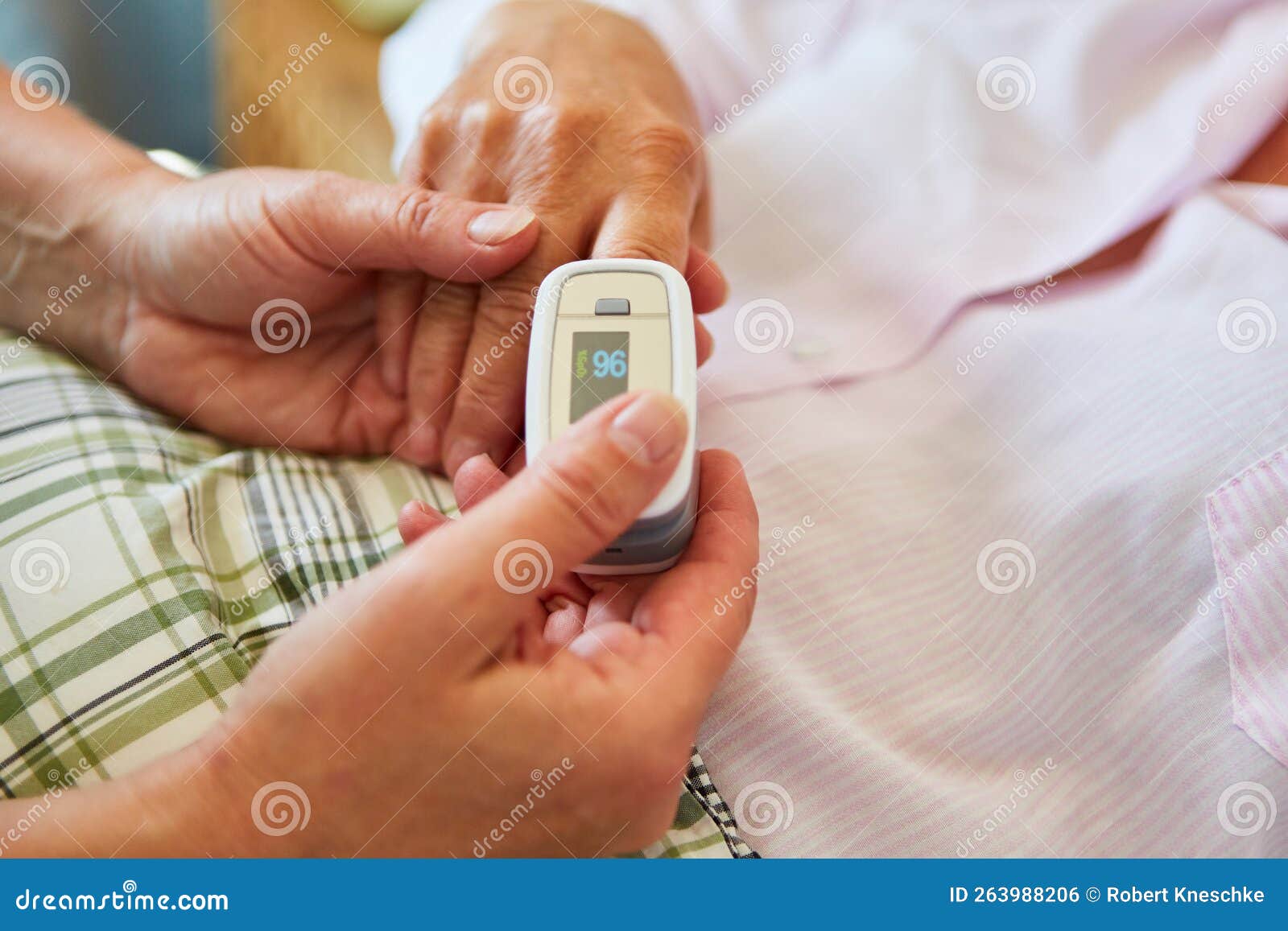 Oxygen Saturation is Measured with the Pulse Oximeter Stock Photo ...
