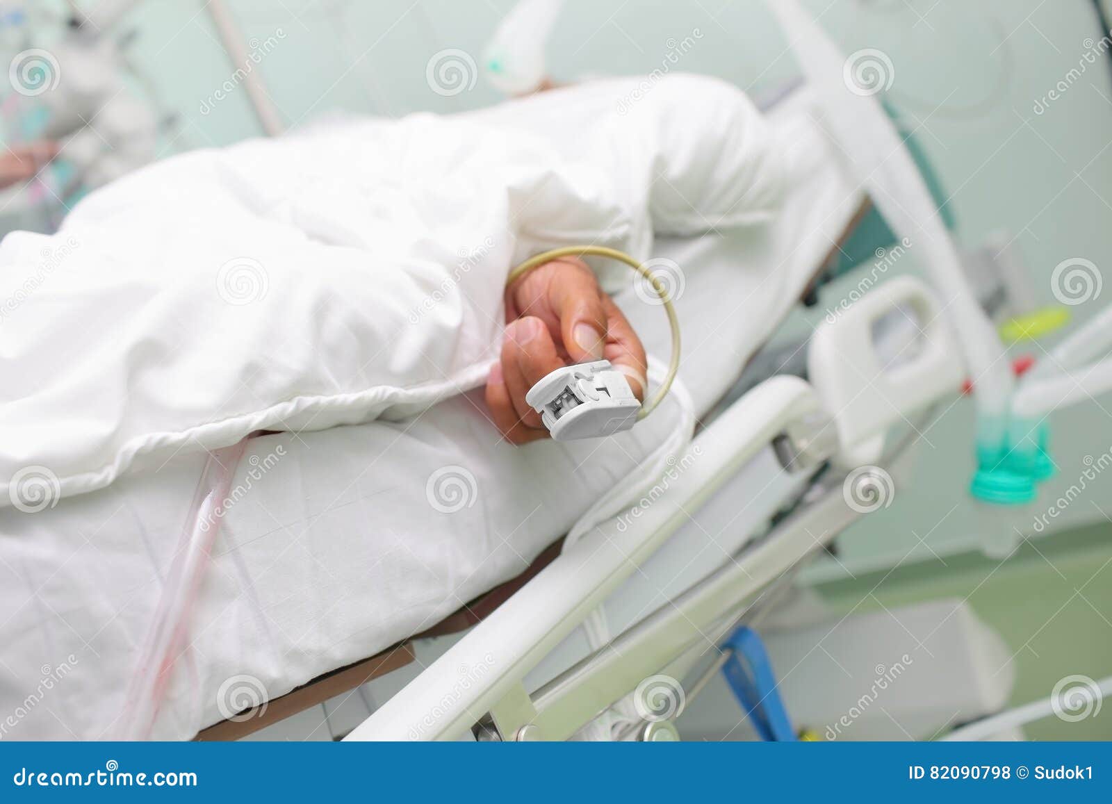 Oxygen Saturation Measurement Device on the Patients Finger Stock Photo ...