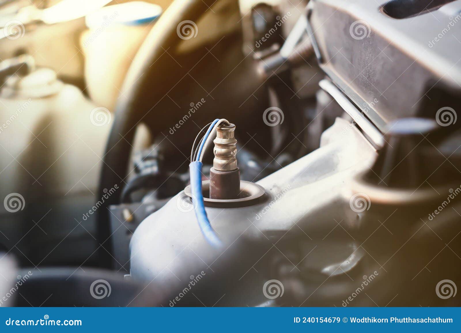 Oxygen Sensor O2 in the Exhaust Pipe Stock Image - Image of oxygen ...