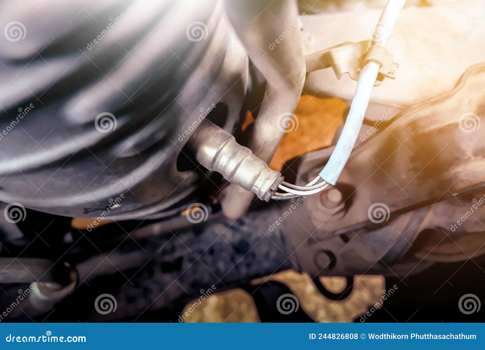 Oxygen Sensor O2 in the Exhaust Pipe Stock Photo - Image of fuel ...
