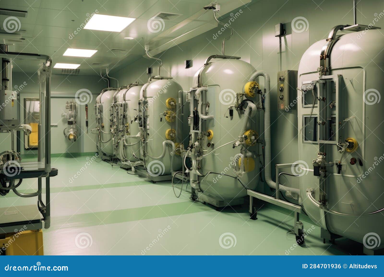 Oxygen Supply Valves in a Hyperbaric Facility Stock Illustration ...