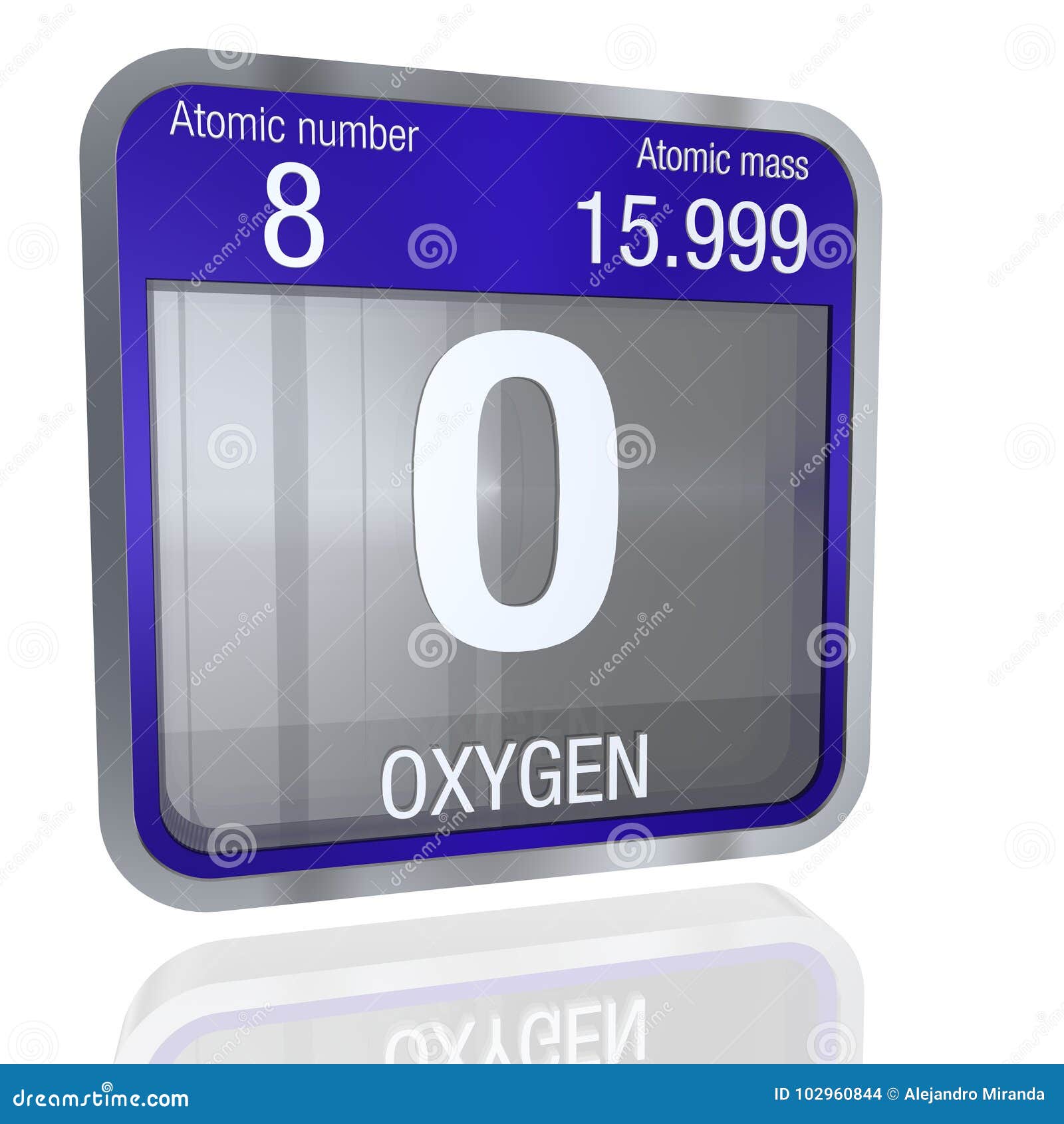 Oxygen Symbol in Square Shape with Metallic Border and Transparent ...