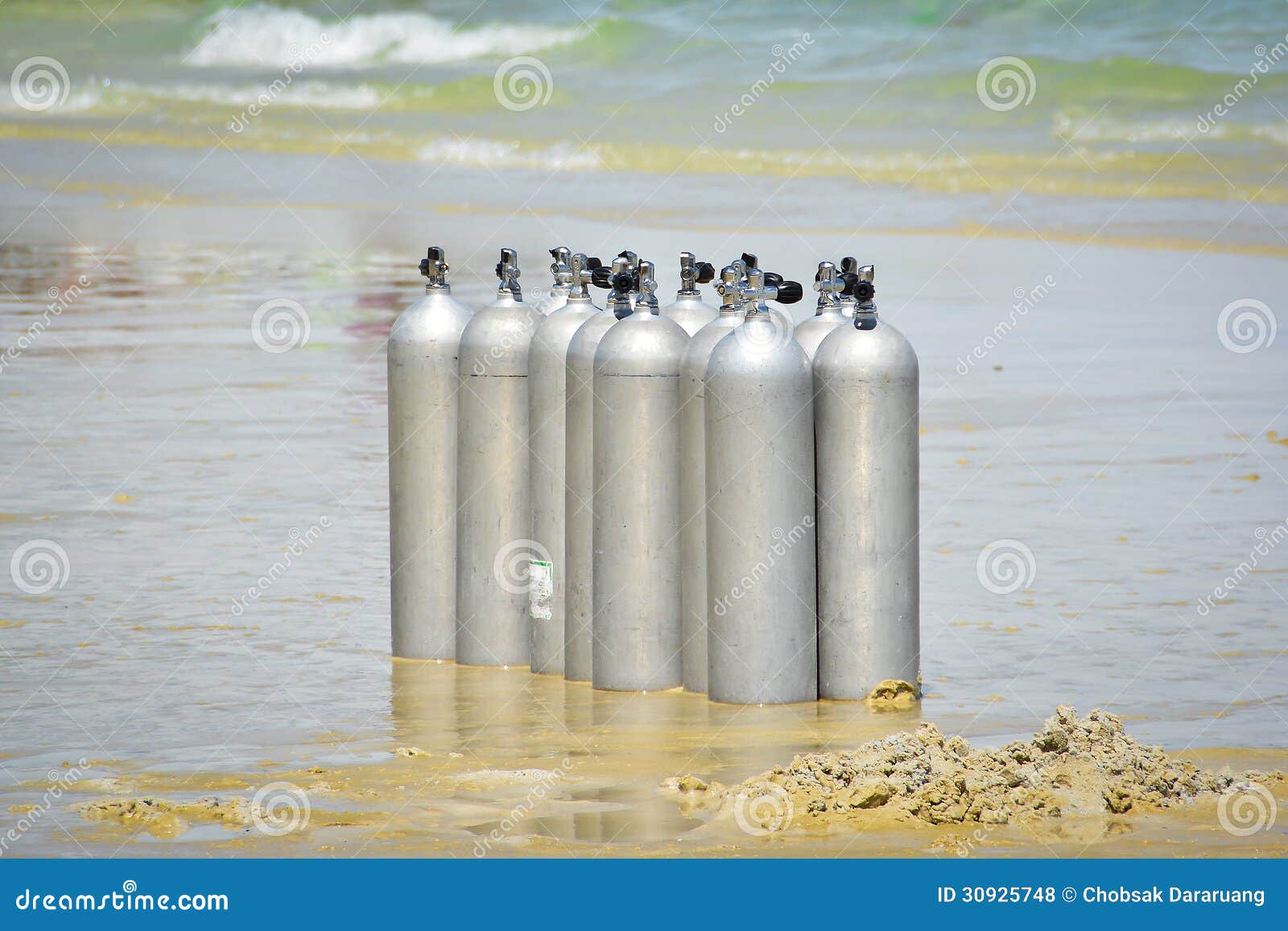 Oxygen tank on the beach stock photo. Image of leisure - 30925748