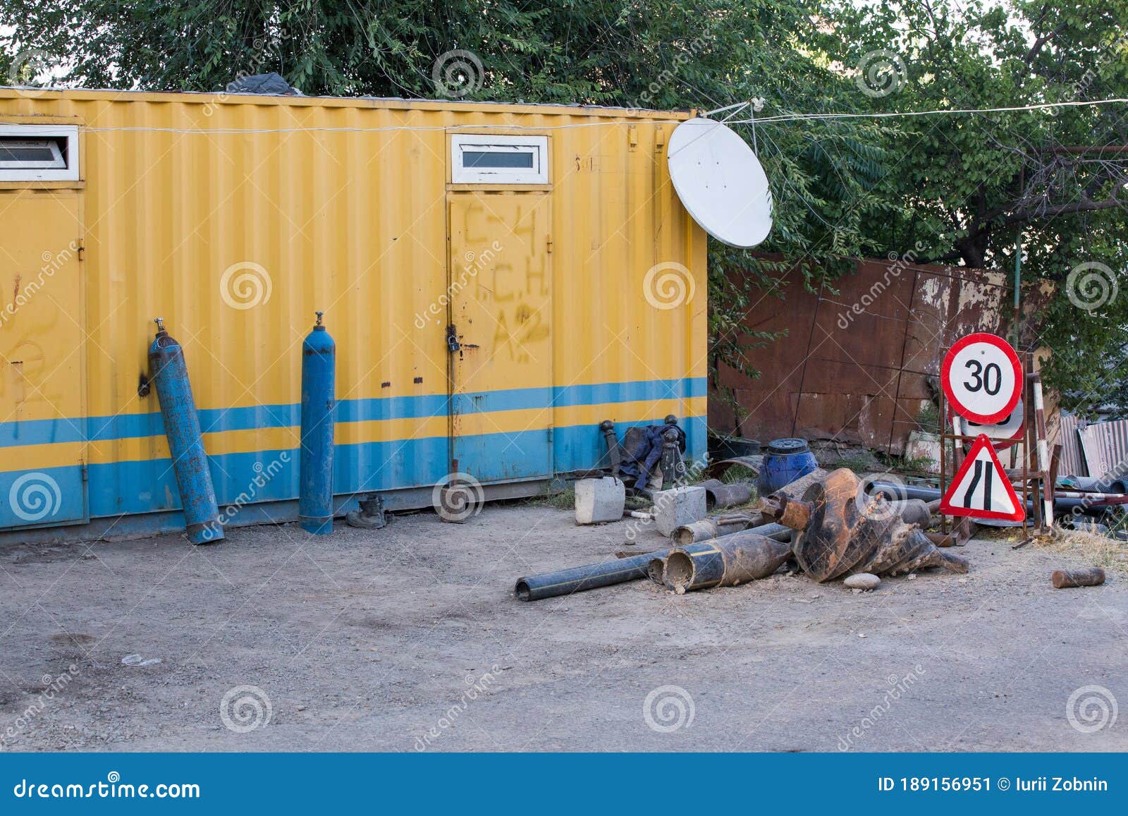The Oxygen Tanks are Near the Building of the Booth Stock Image - Image ...