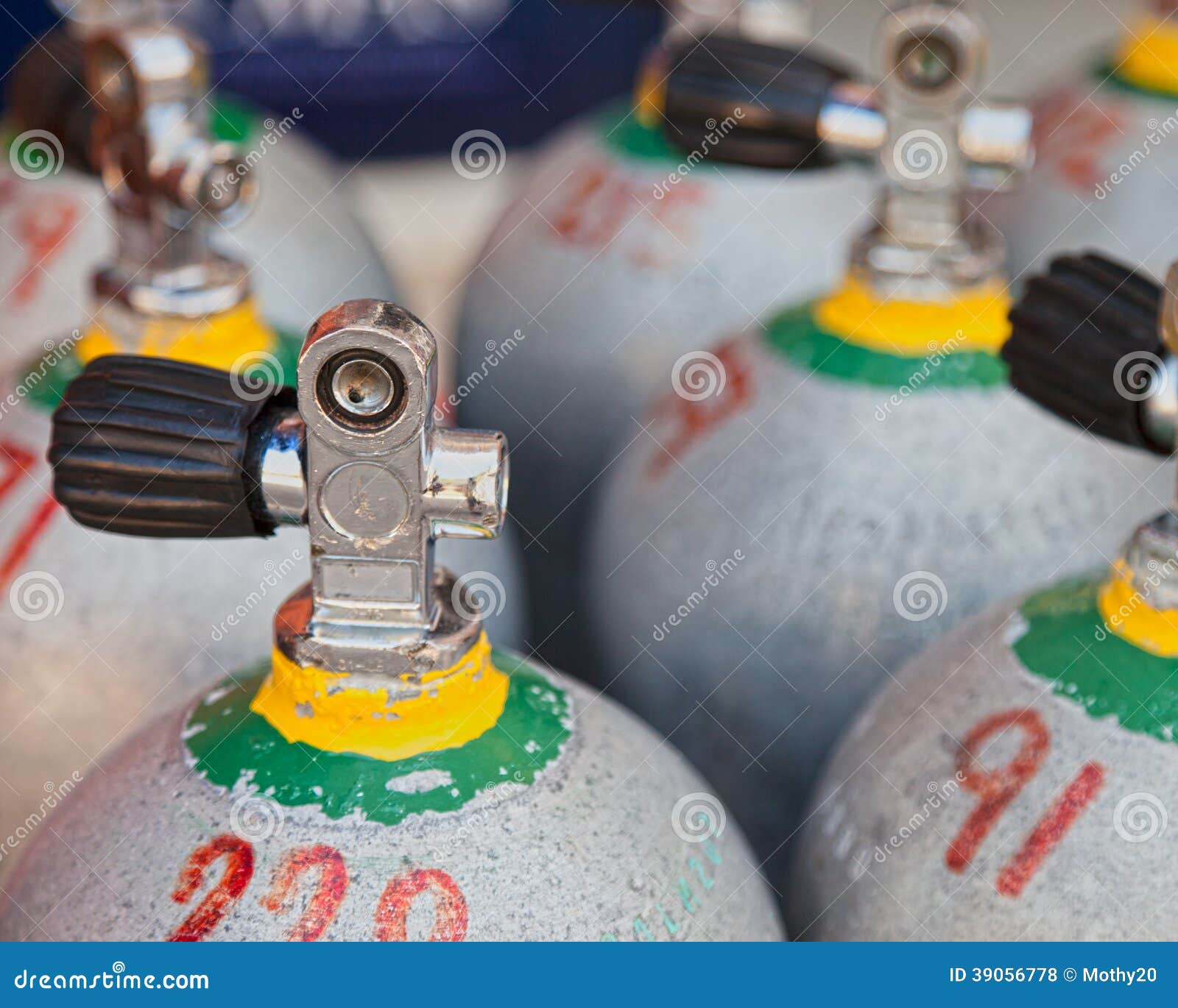 Oxygen Tanks, SCUBA stock photo. Image of nozzles, detail - 39056778
