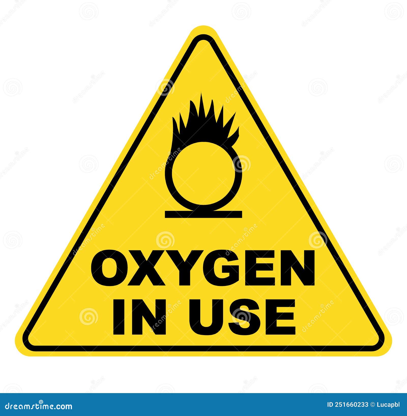 Oxygen in Use, Warning Triangle Sign with Symbol and Text. Stock Vector ...