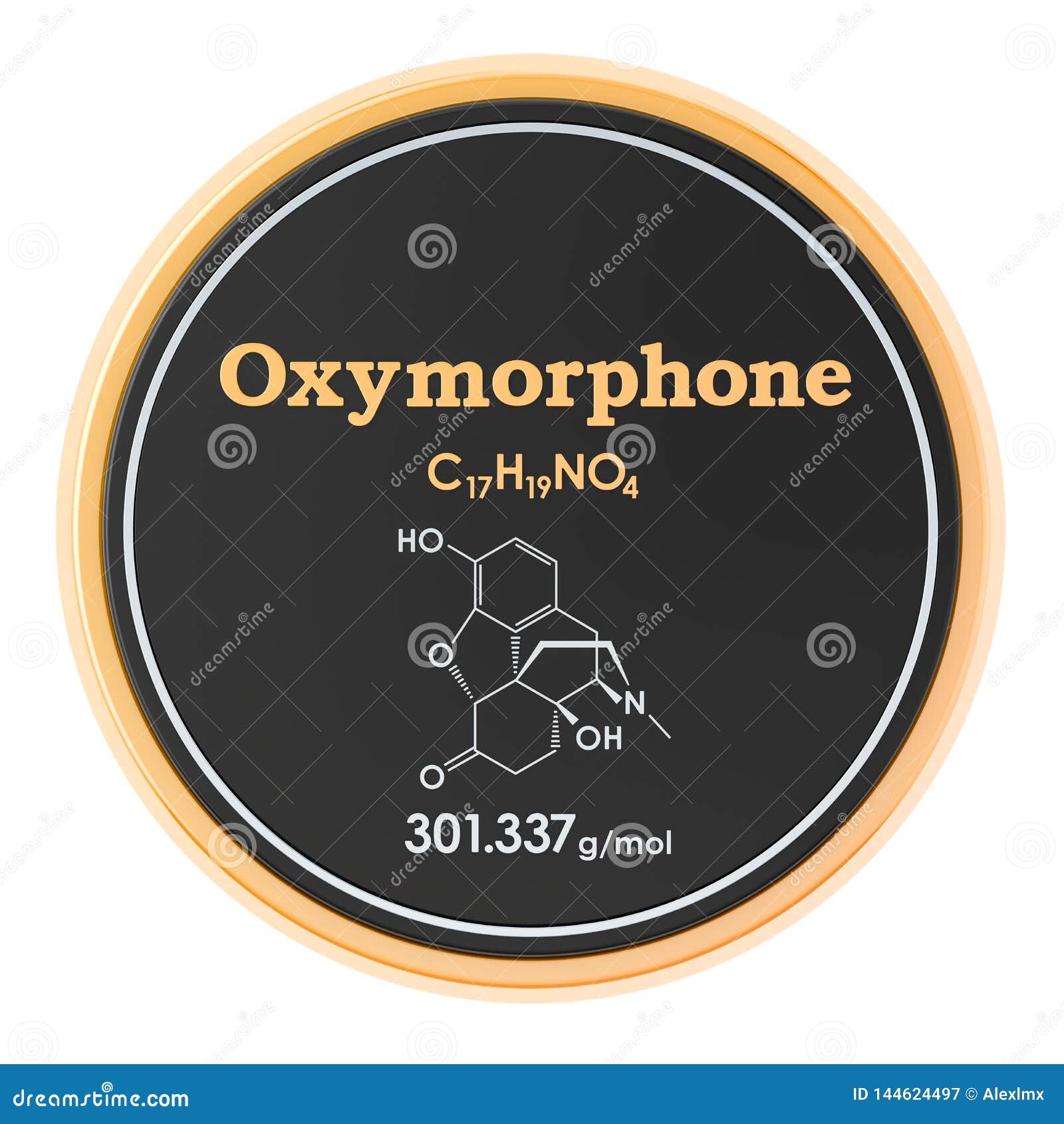 Oxymorphone Opioid Analgesic Drug Molecule. Atoms Are Represented As ...