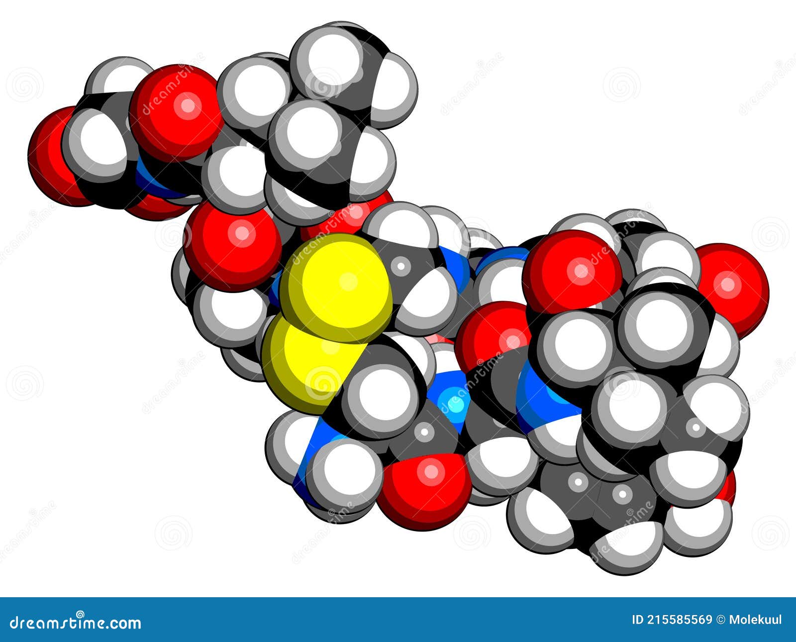 Oxytocin Hormone Molecule. 3D Rendering. Atoms are Represented As ...