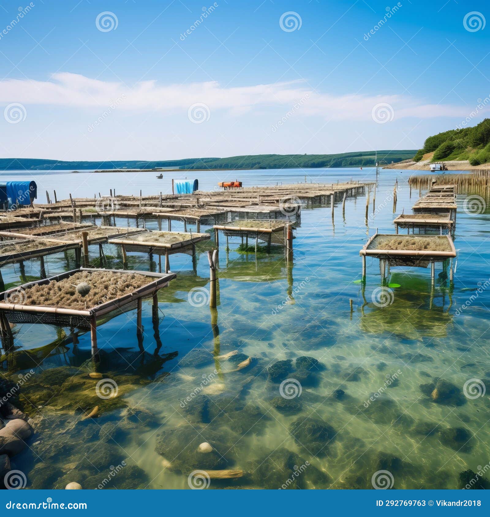 Oyster Farm: Multiple Layers for Oyster Cultivation Stock Illustration ...