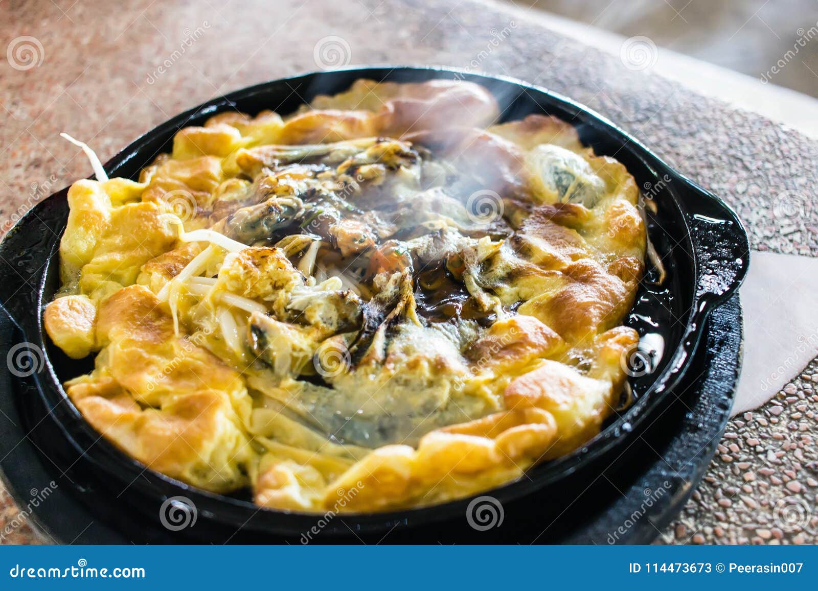 Oyster Omelette in Hot Pan. Stock Image - Image of chinese, asian ...