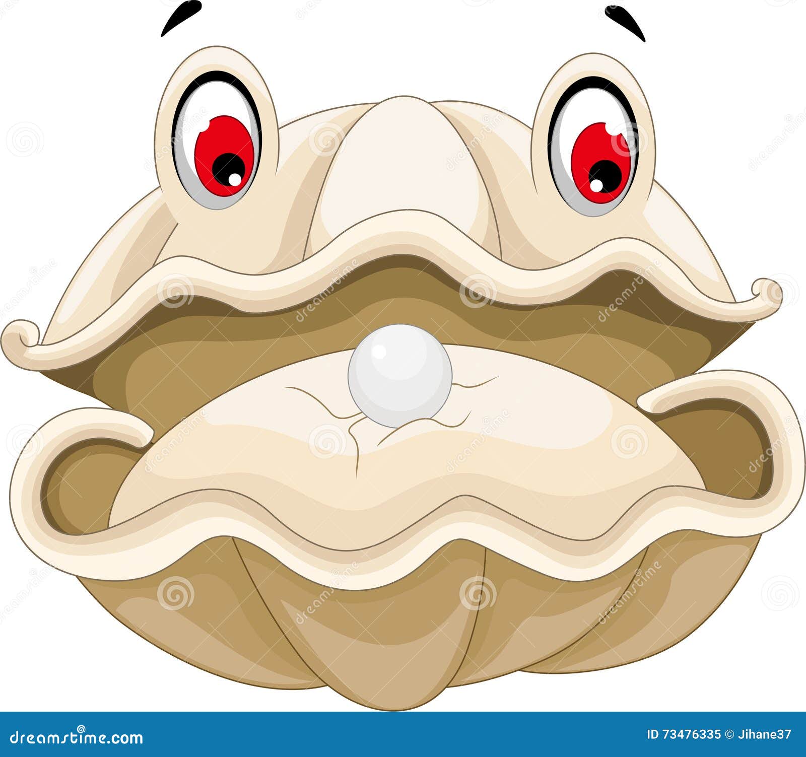 Oyster with a Pearl Cartoon Stock Illustration - Illustration of ...