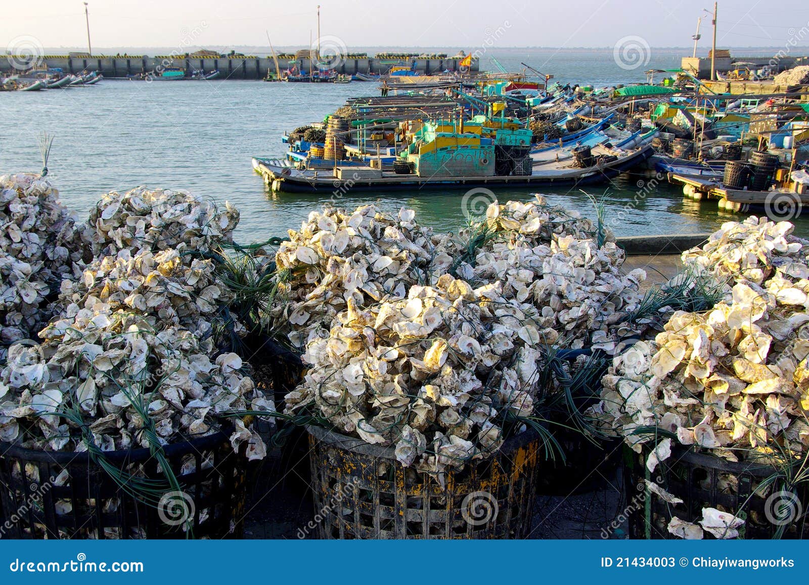 Oyster Shells and Fishing Boats Stock Image - Image of unmanned, oyster ...