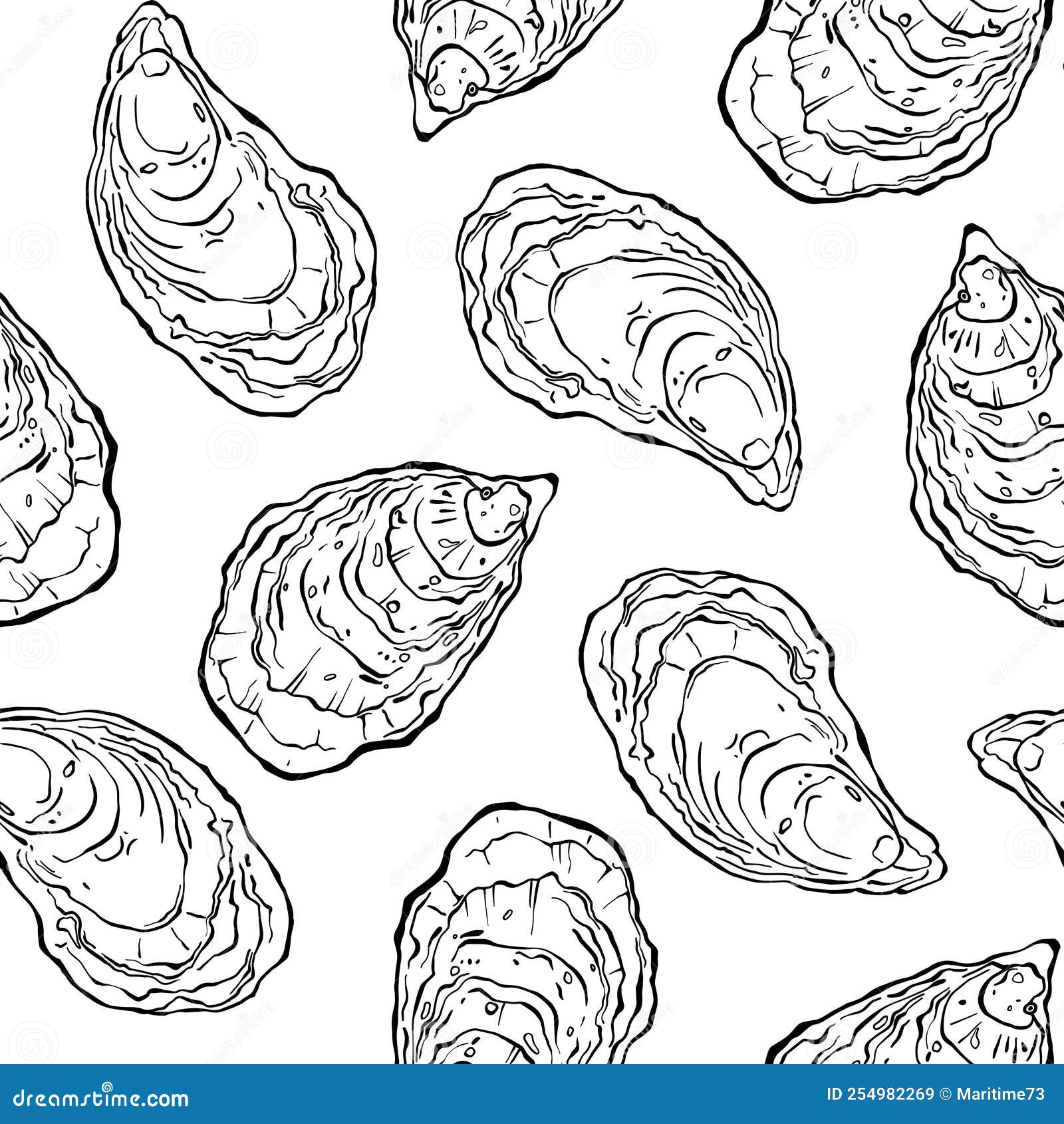 Oysters. Vector Seamless Background Patterns .Food Vector Illustration ...