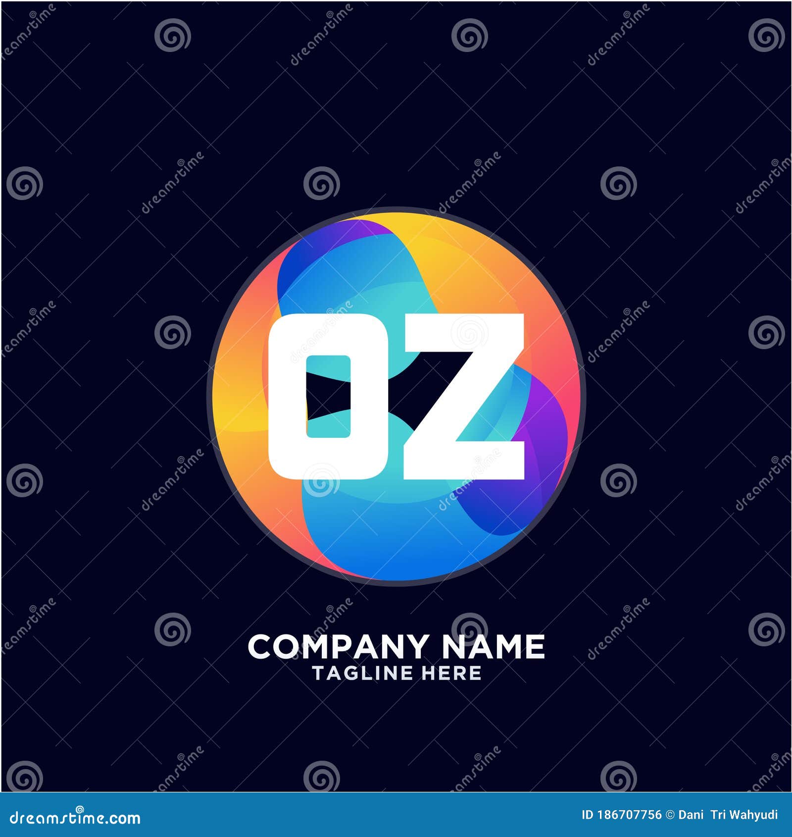 OZ Initial Logo with Colorful Circle Template Vector Stock Vector ...