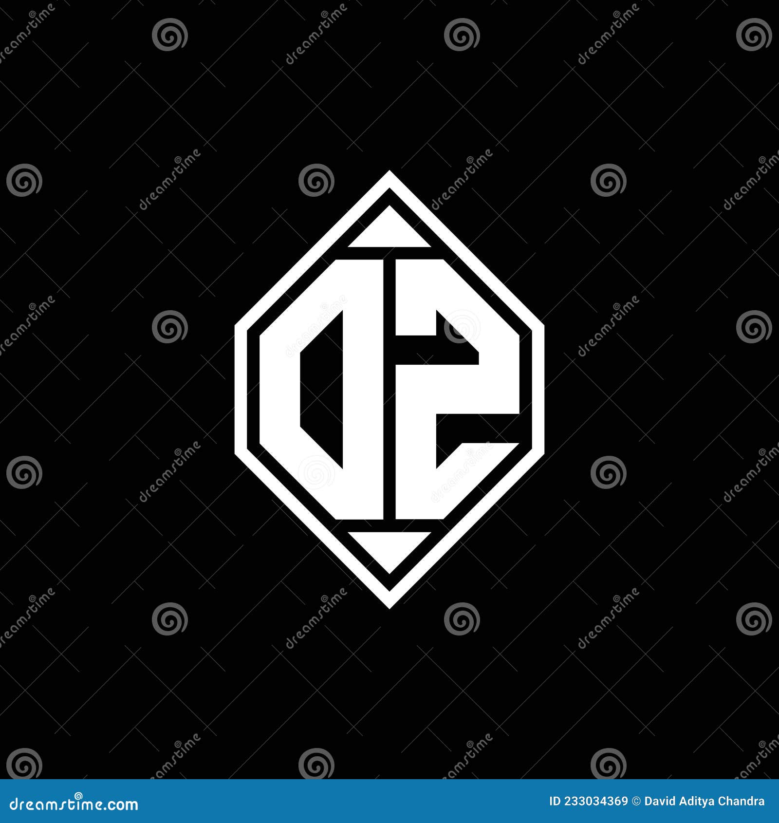 OZ Logo Monogram Geometric Shield Shape Style Stock Vector ...