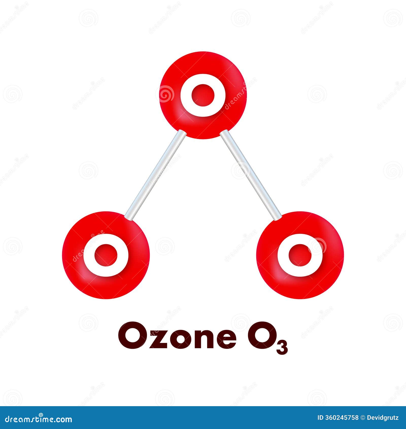 Ozone O3 Molecule Model with Three Oxygen Atoms Forming a Triangular ...
