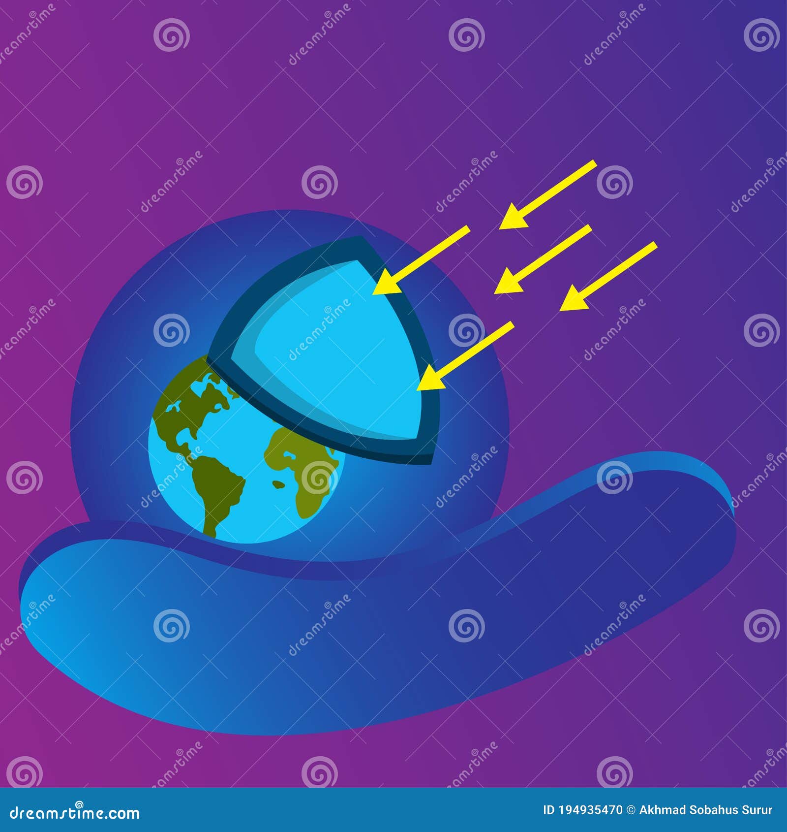 Ozone Protection Illustration. Flat Design Earth and Shield. Design ...