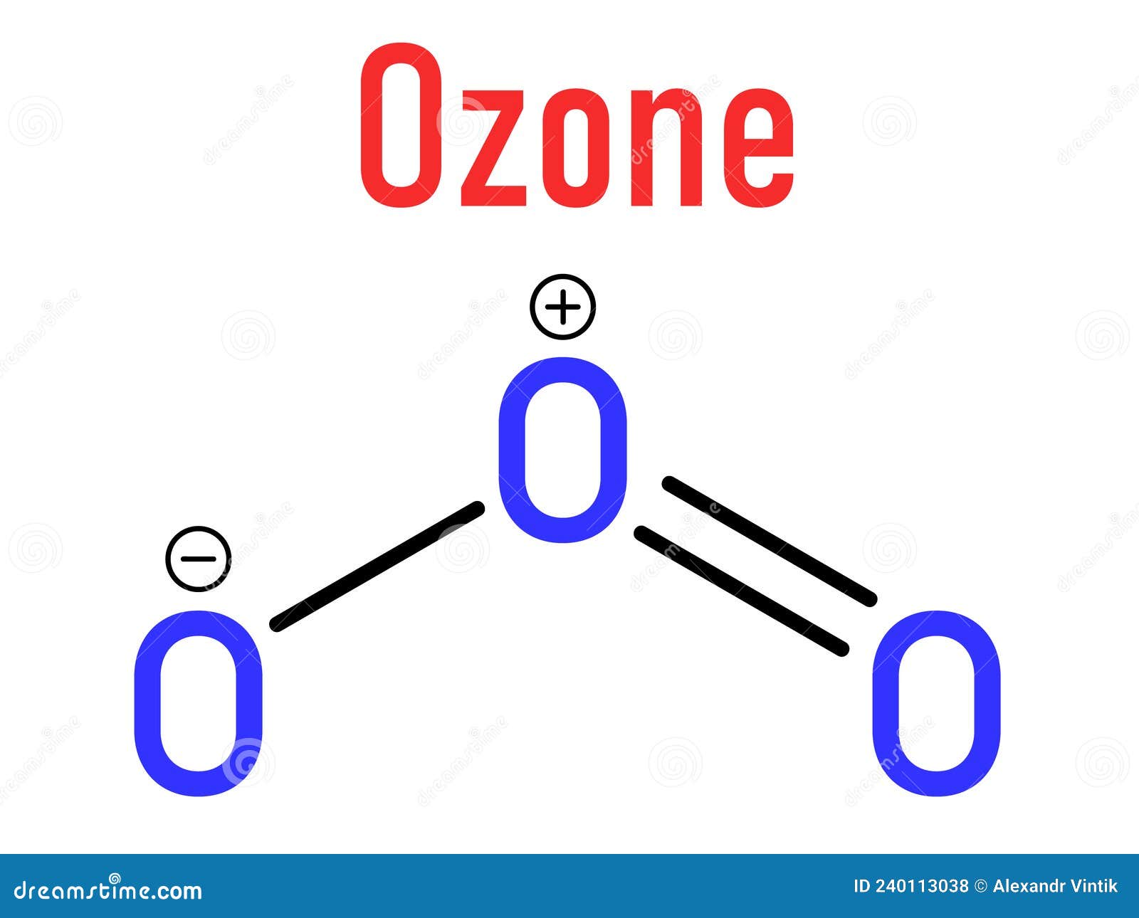 Ozone or Trioxygen, O3 Molecule, Chemical Structure. Skeletal Formula ...