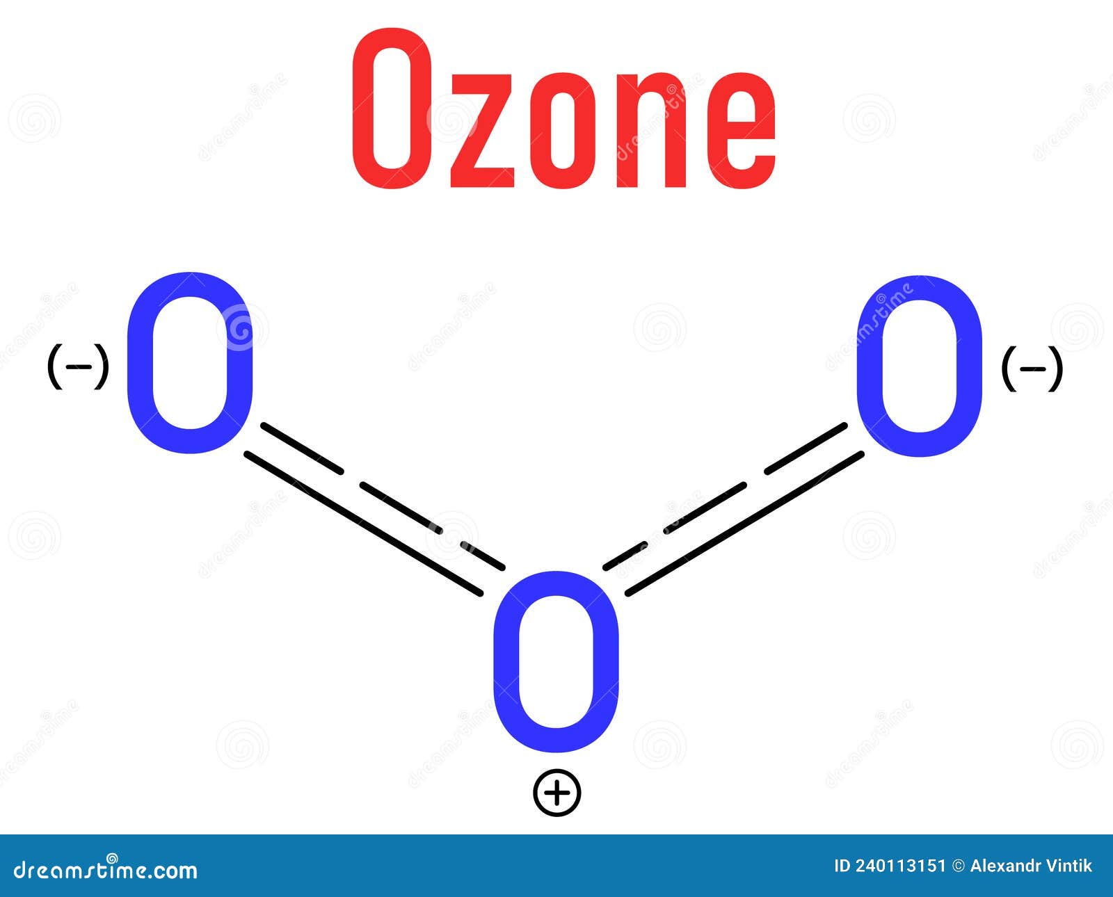 Ozone or Trioxygen, O3 Molecule, Chemical Structure. Skeletal Formula ...
