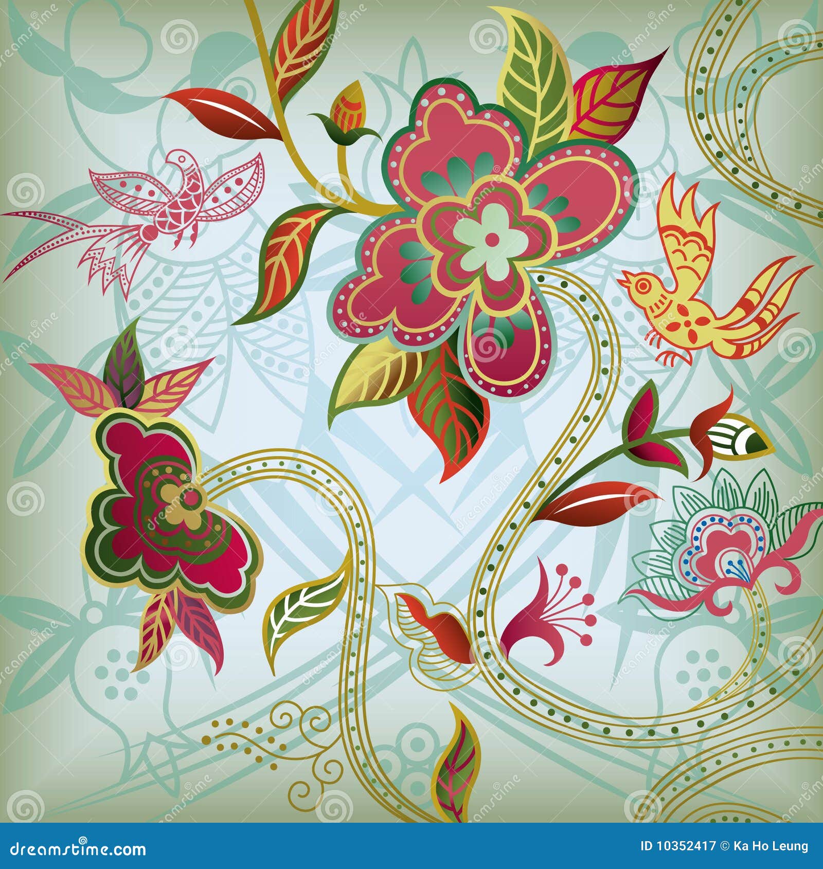 Pájaro abstracto floral ilustración del vector. Ilustración de elegante ...