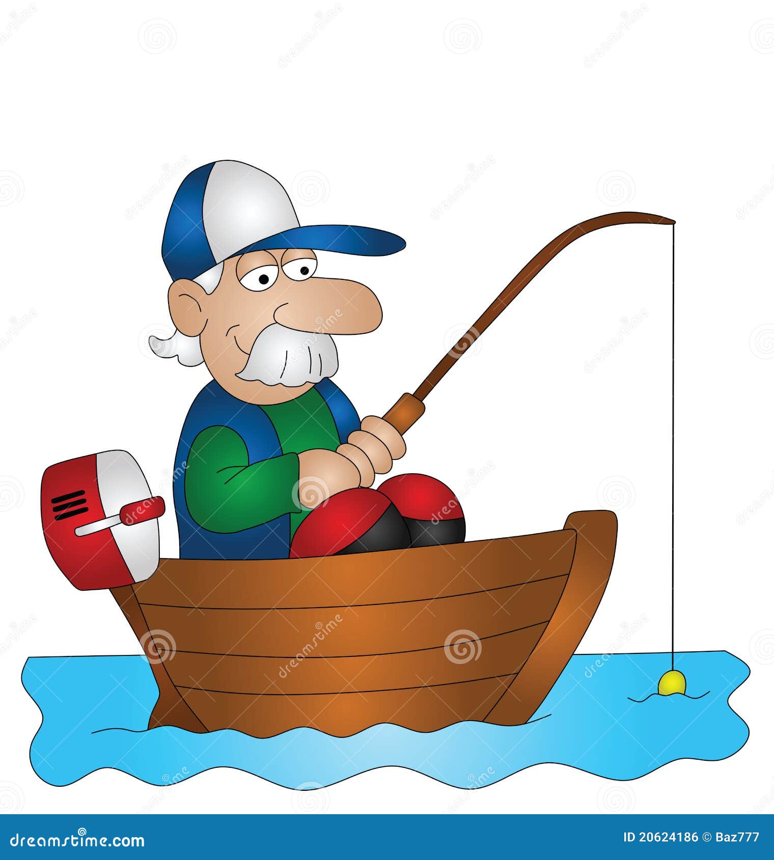 Pêcheur de dessin animé illustration de vecteur. Illustration du bateau ...