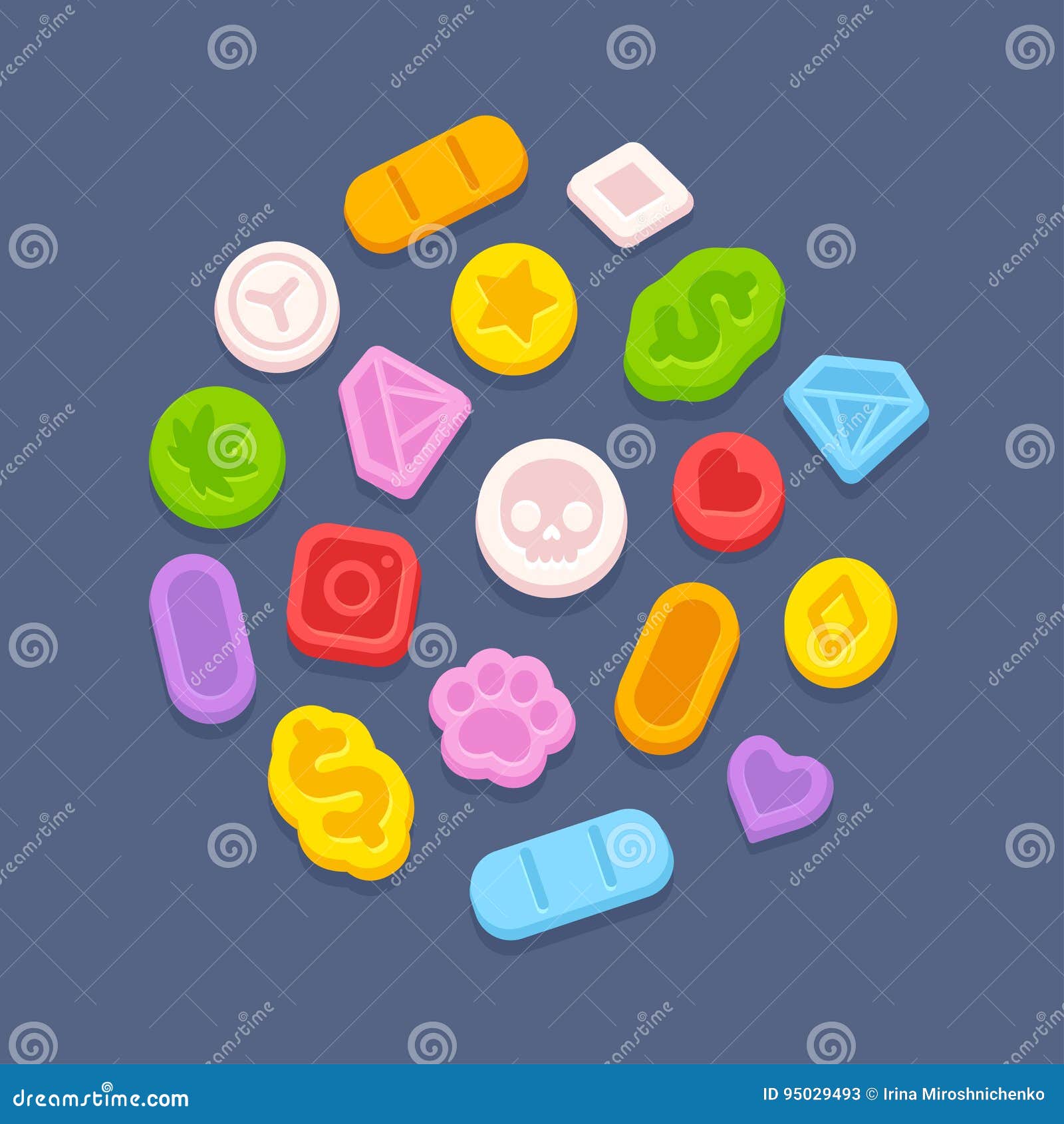 Píldoras del éxtasis MDMA ilustración del vector. Ilustración de ...
