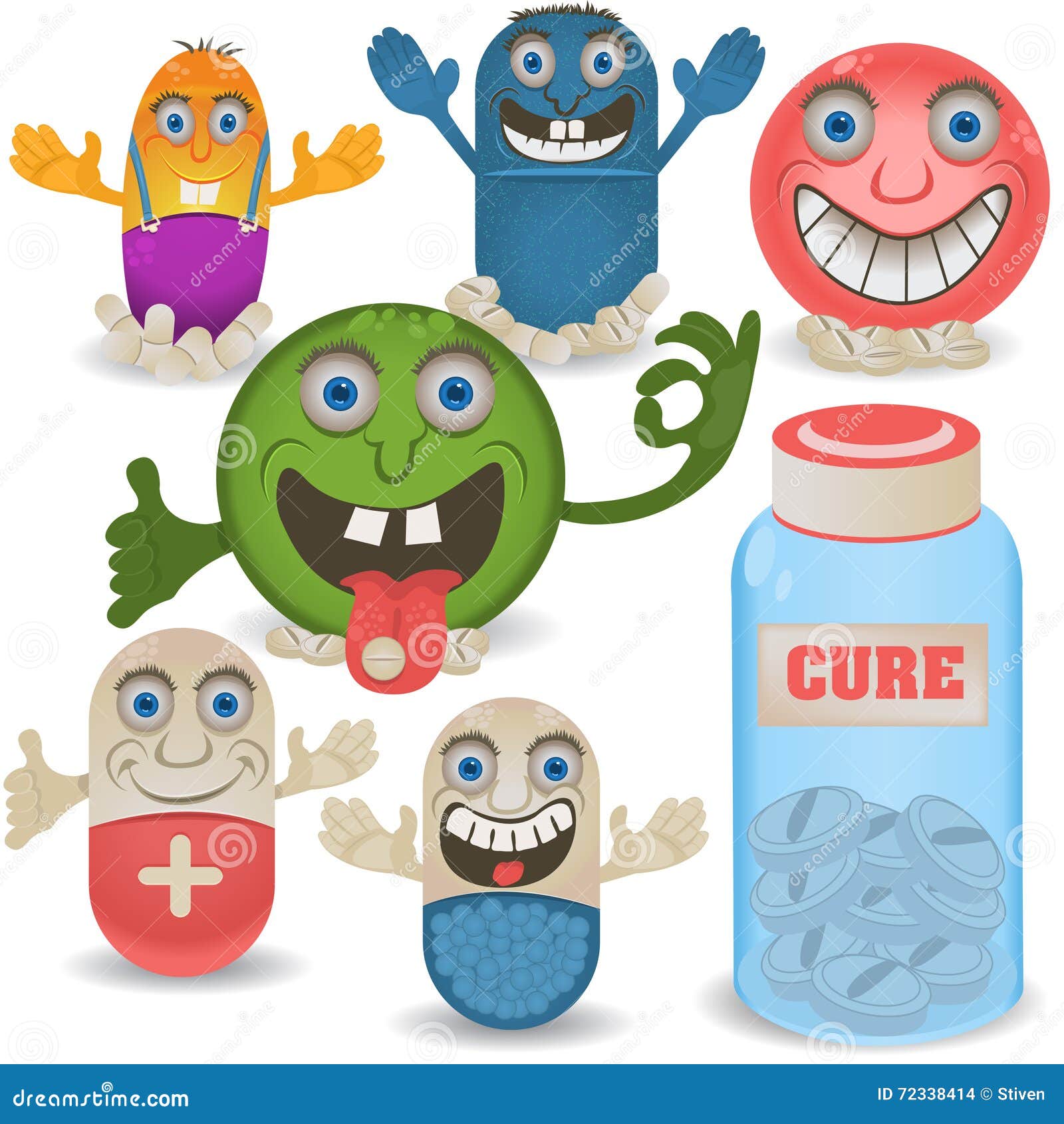 Píldoras Felices De La Historieta Ilustración del Vector - Ilustración ...
