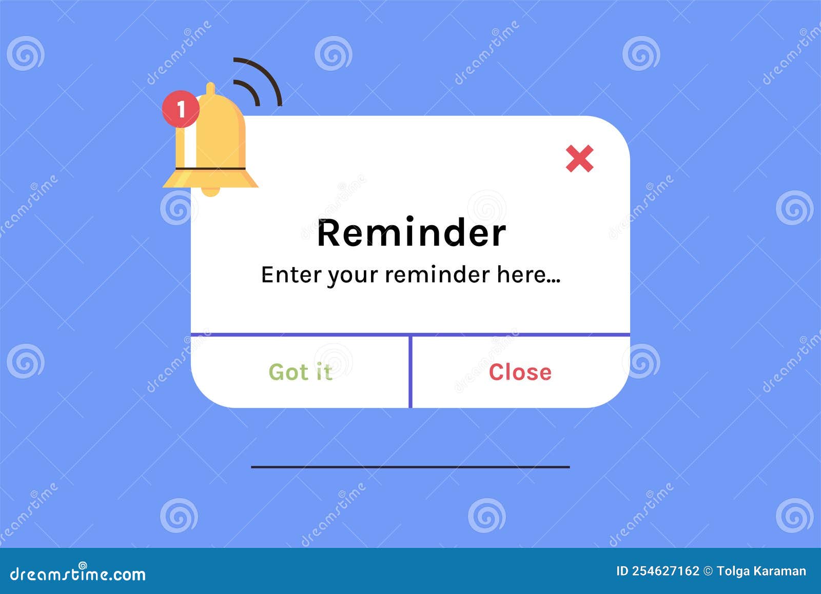 Reminder, Notification Page with Floating Elements and Business ...