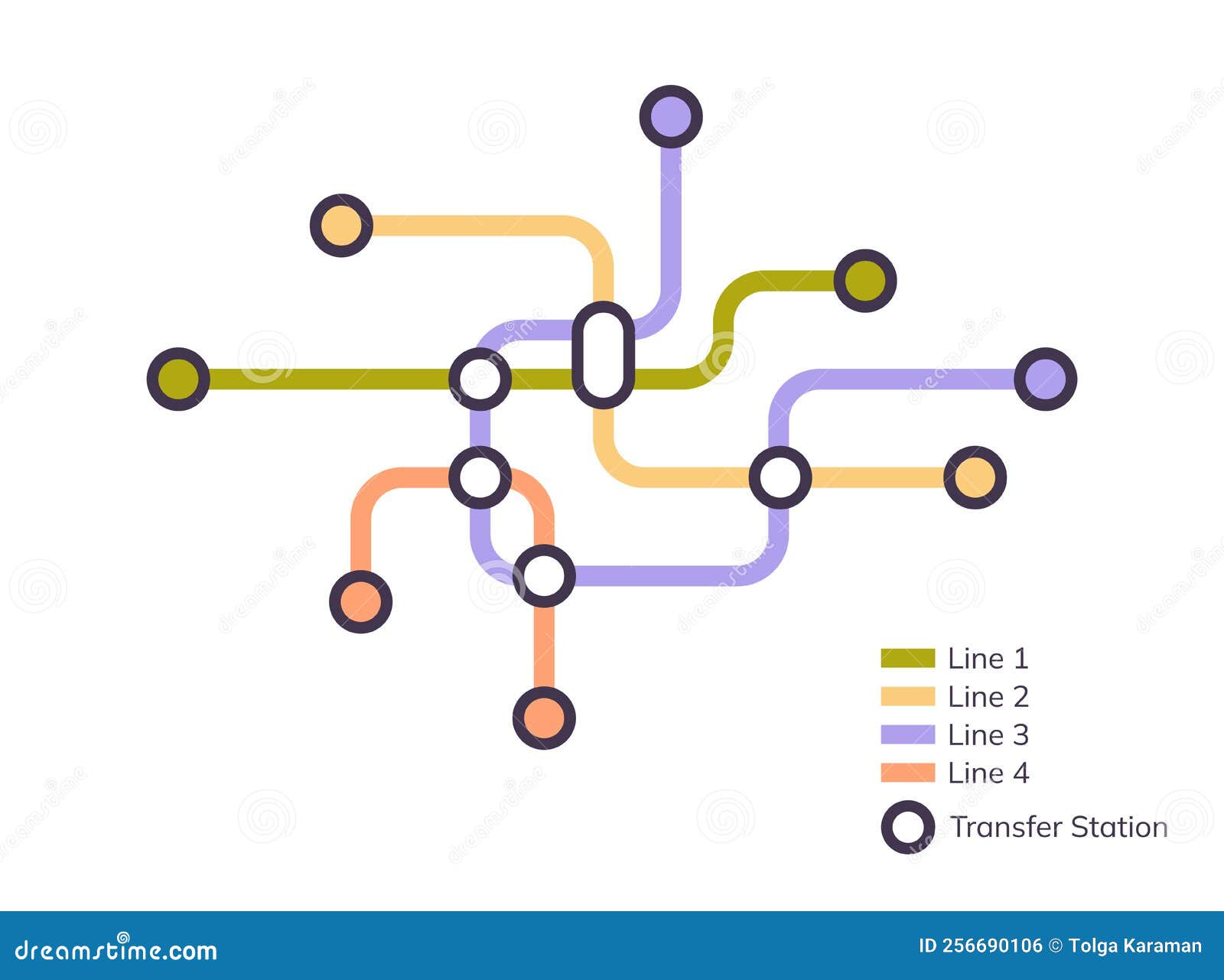 Scheme of Metro Stations and Plan of Subway with Colorful Lines ...
