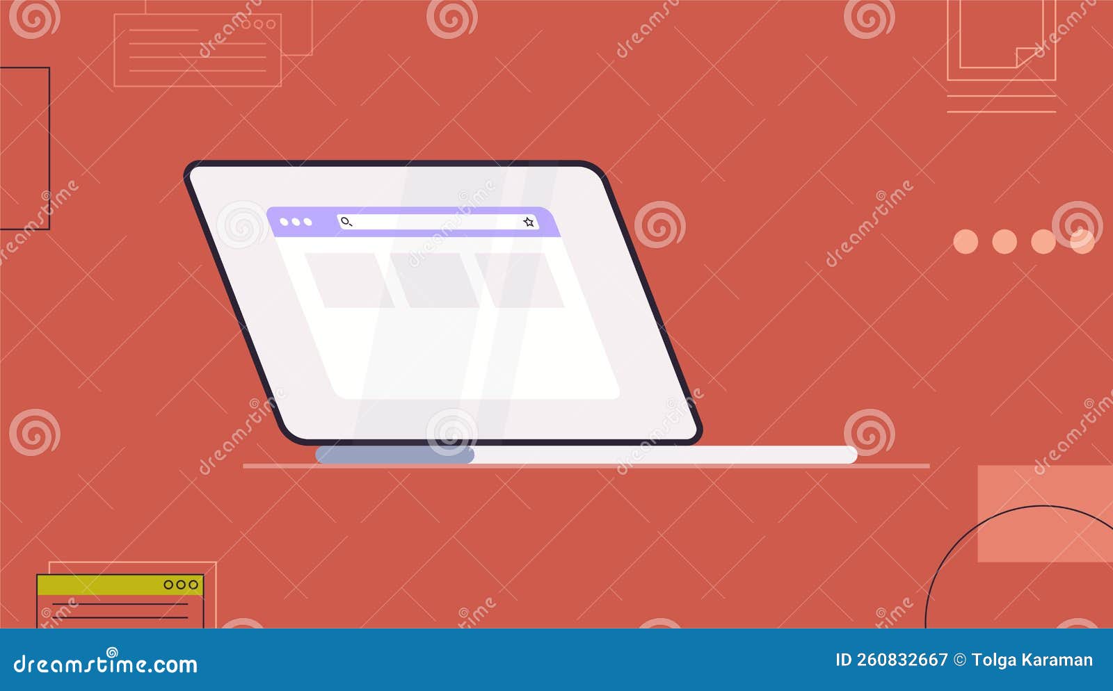 Work Screen on Laptop and Abstract Objects. Stock Vector - Illustration ...