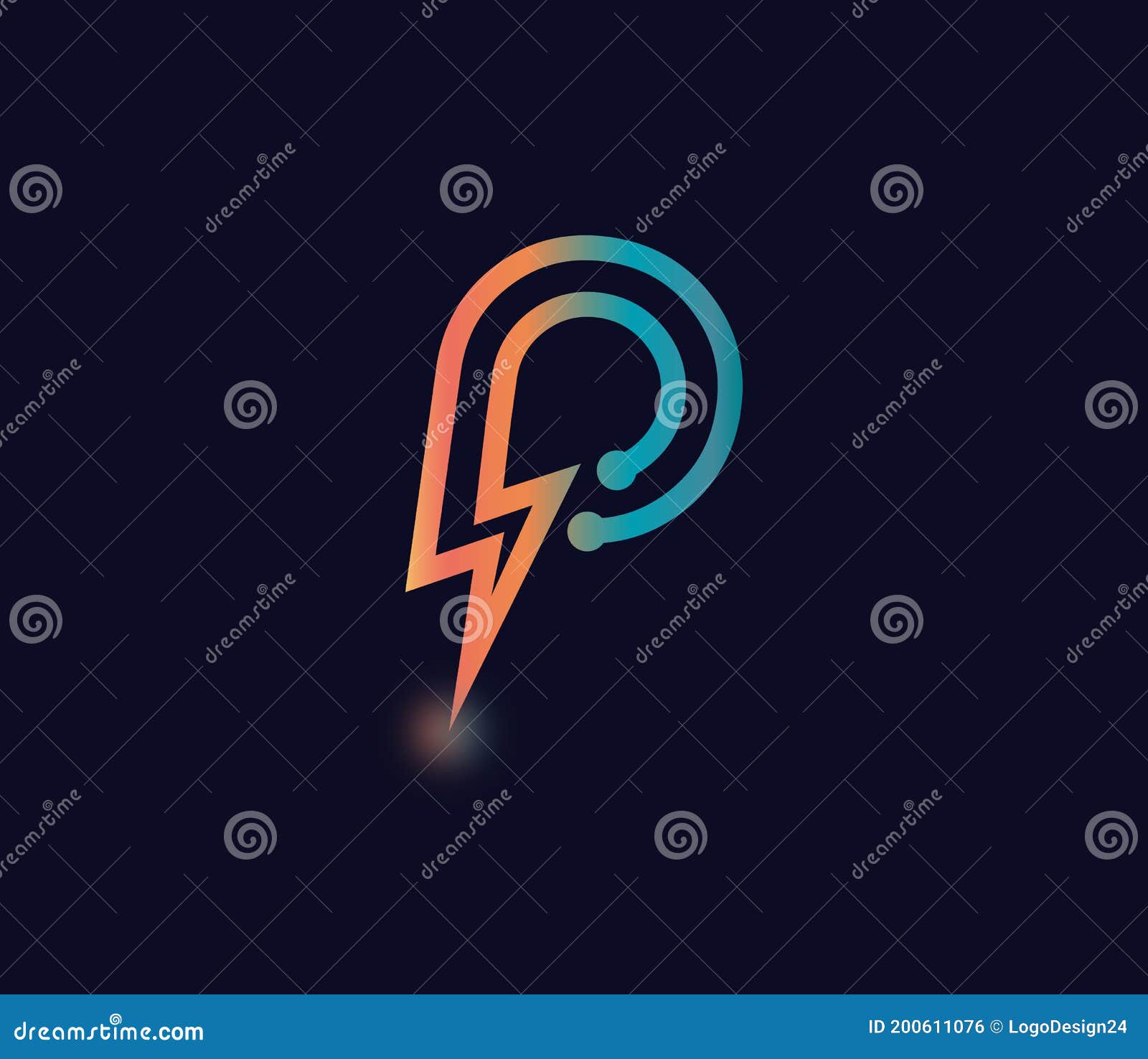 P Alphabet Electric Logo Design Concept Stock Vector - Illustration of ...