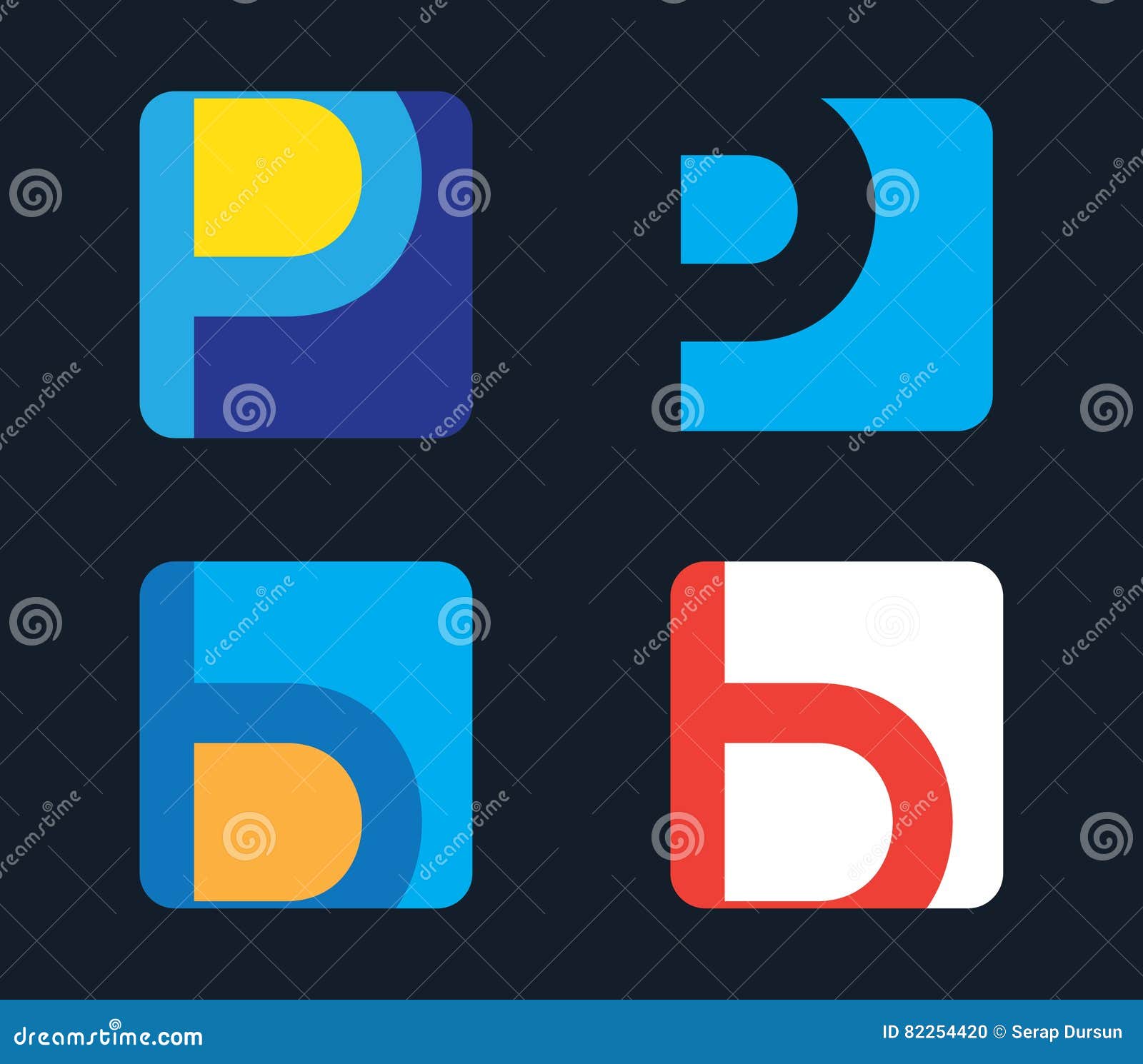 P and B Icon Set stock vector. Illustration of emblem - 82254420